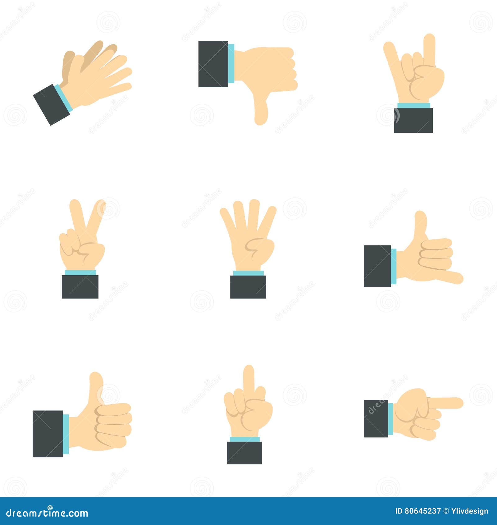 Gestural Icons Set, Flat Style Stock Vector - Illustration of extremity ...