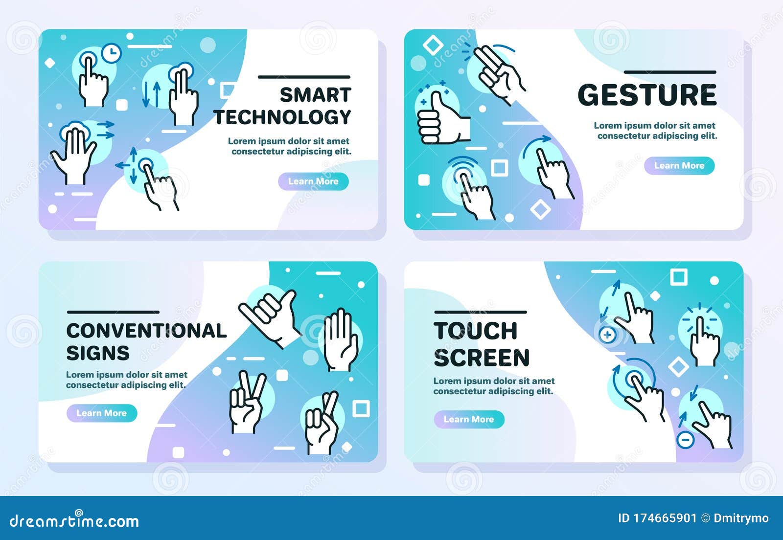 Gesture Color Linear Icon Set. Editable Stroke Stock Vector ...