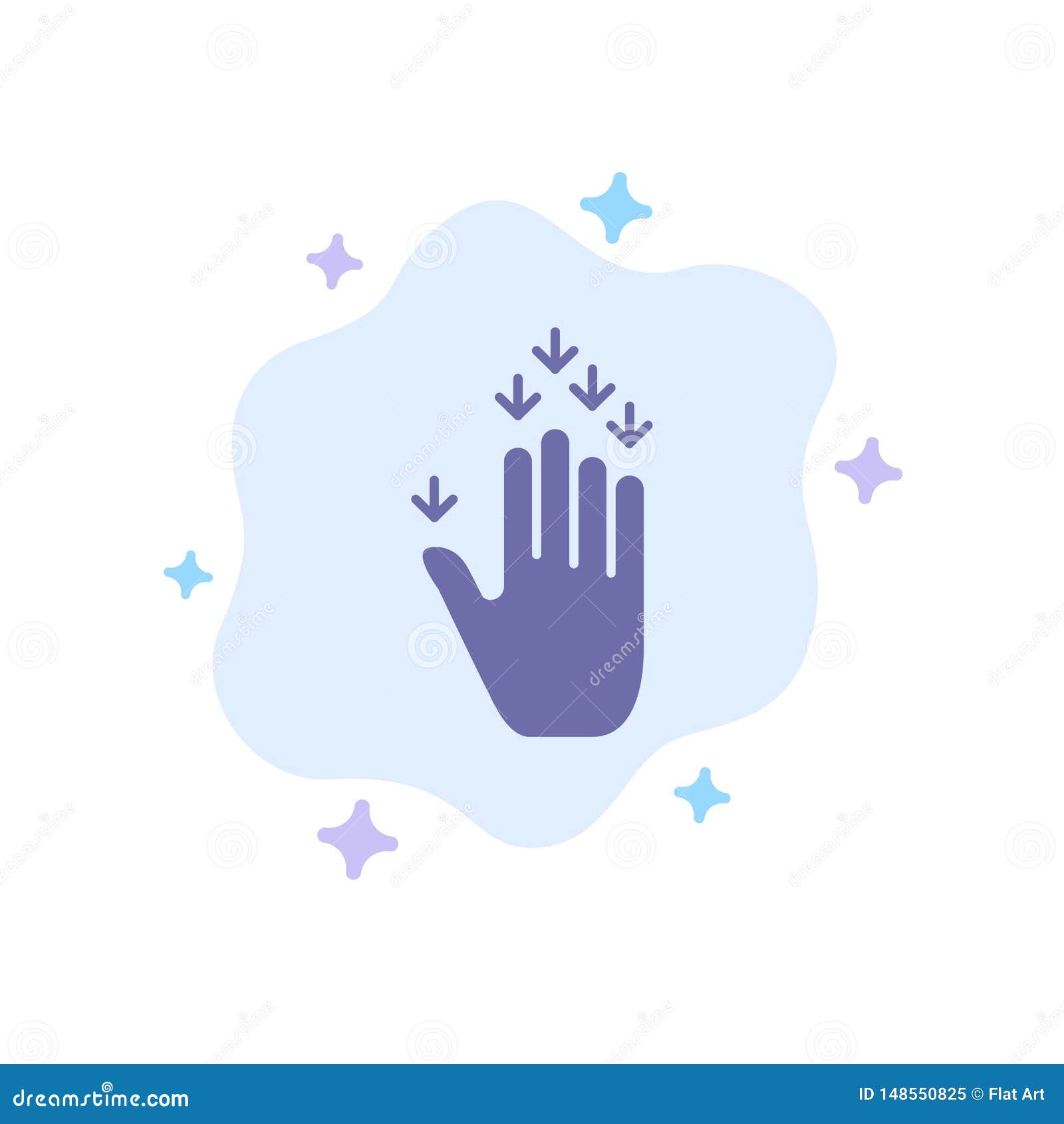 Gesture, Hand, Arrow, Down Blue Icon on Abstract Cloud Background Stock ...