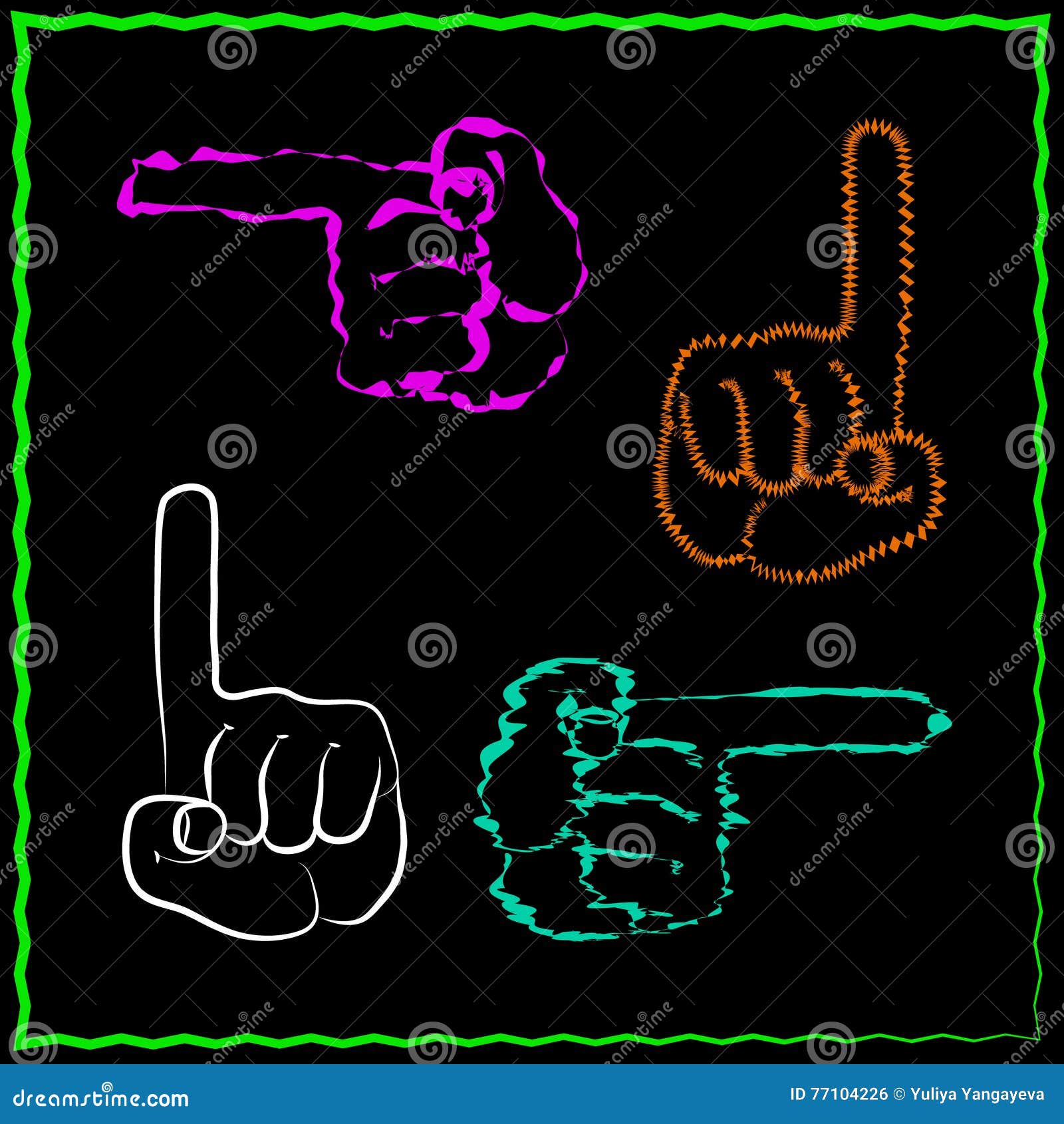 The Gesture of the Hand with an Extended Index Finger. Stock Vector ...