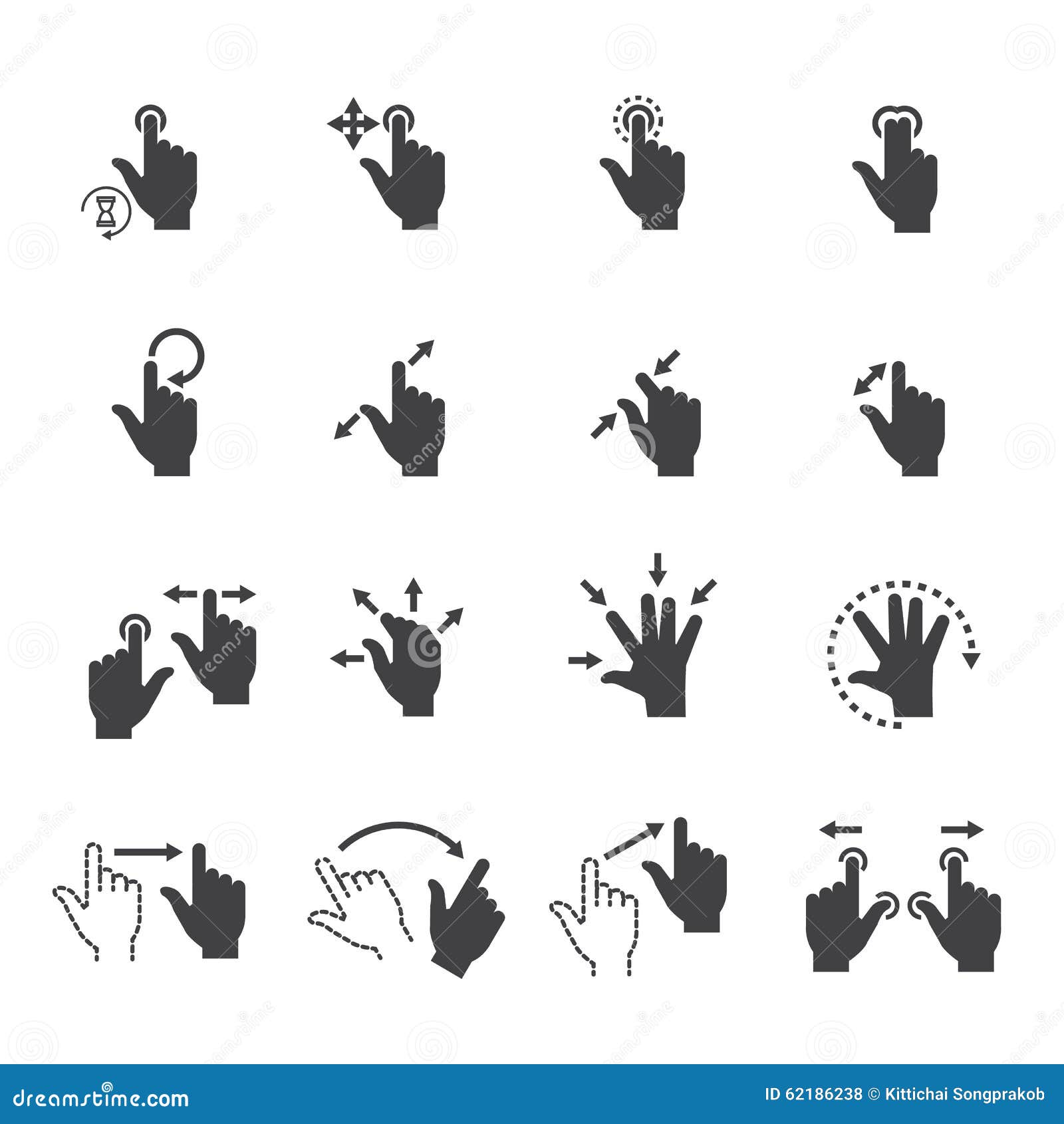 Gesture Icons for Touch Devices Stock Vector - Illustration of laptop ...