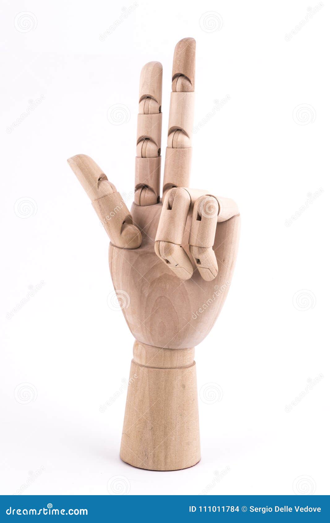 The Gesture of the Number Three Made with a Jointed Wooden Hand Stock ...