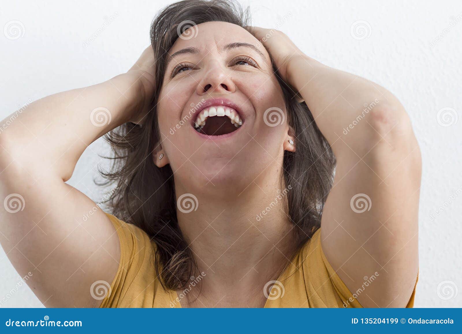 Gesture of joy stock image. Image of facial, female - 135204199