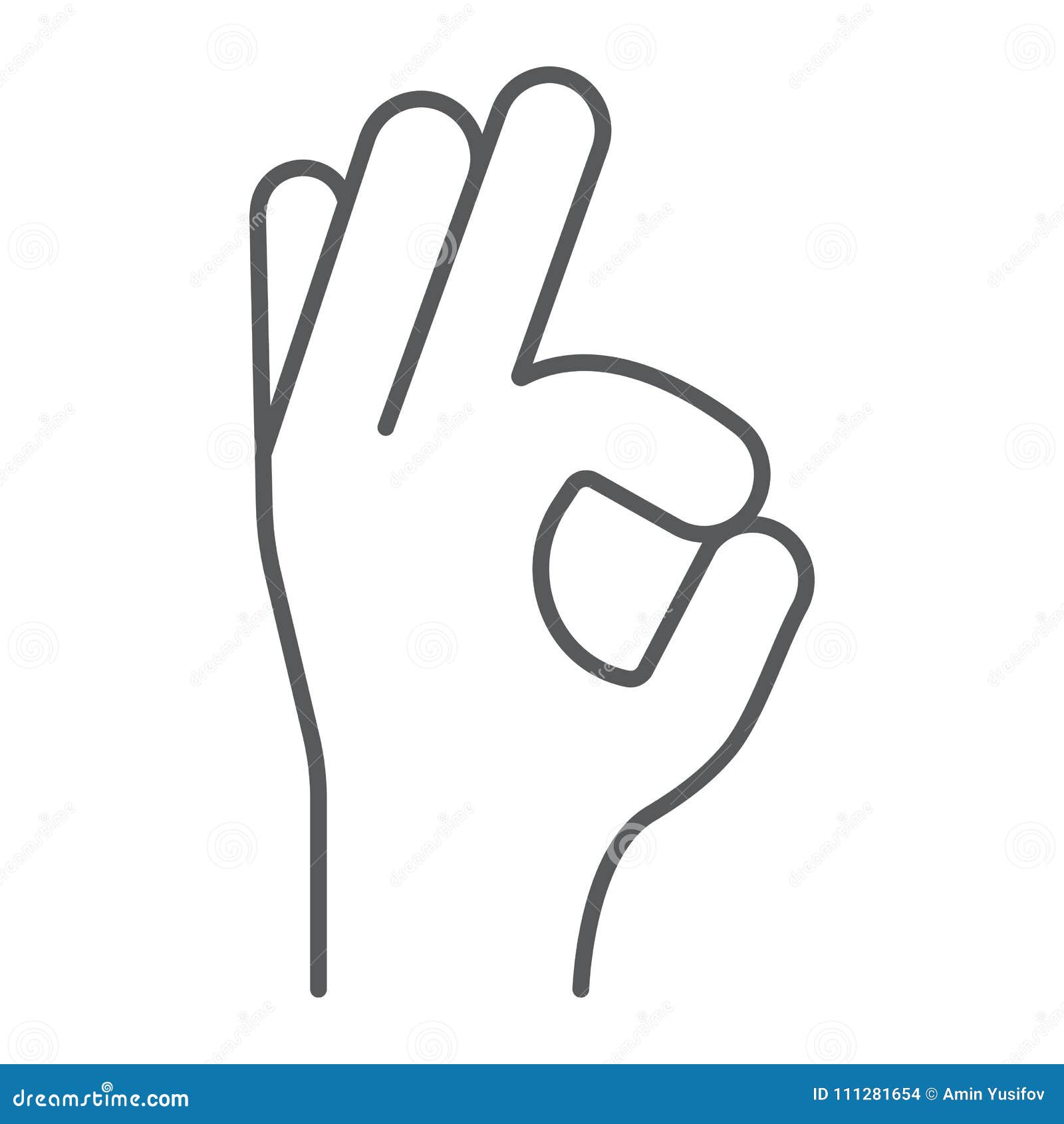 Gesture Okay Thin Line Icon, E Commerce Stock Vector - Illustration of ...