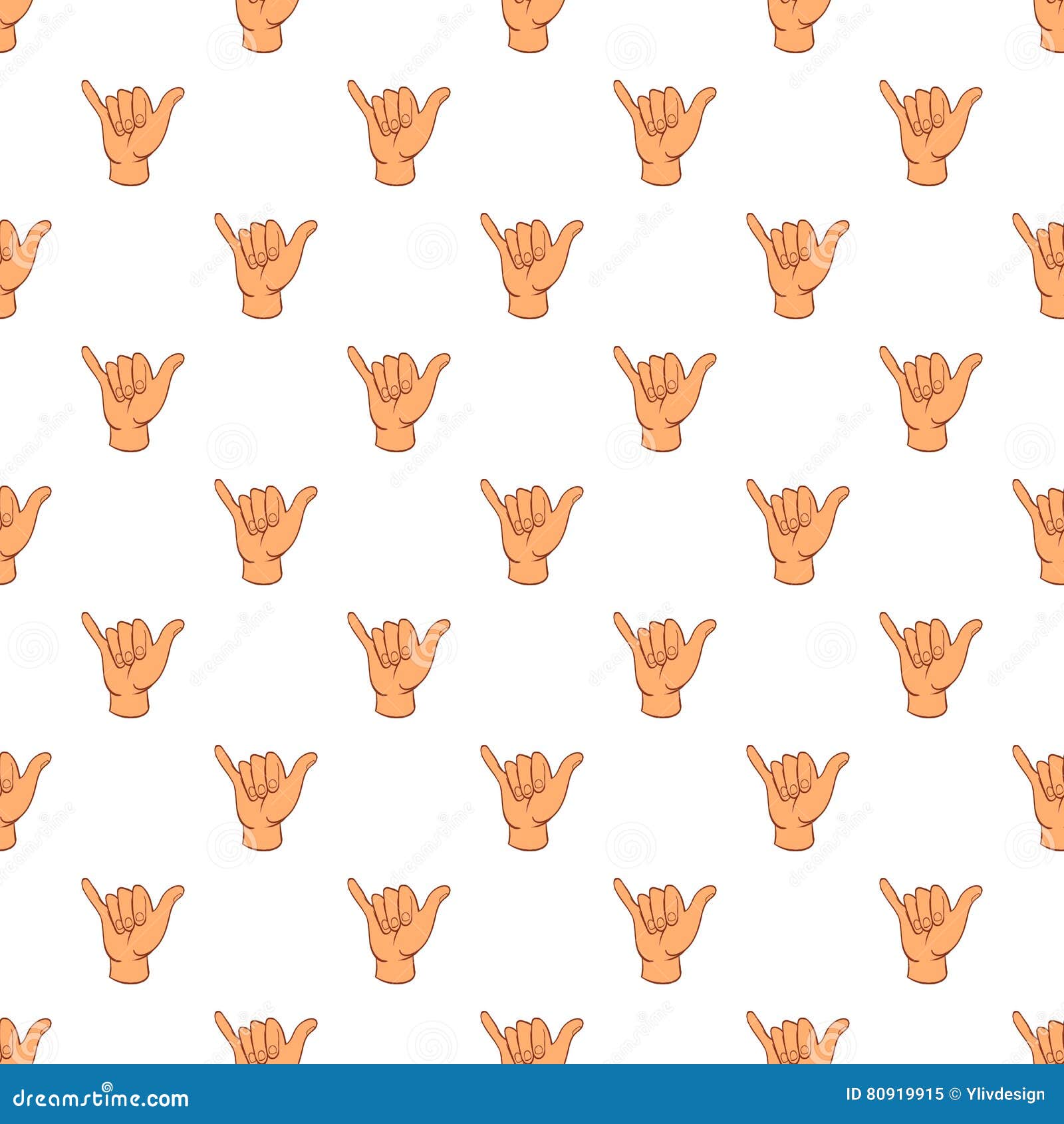 Gesture Shaka Pattern, Cartoon Style Stock Vector - Illustration of ...