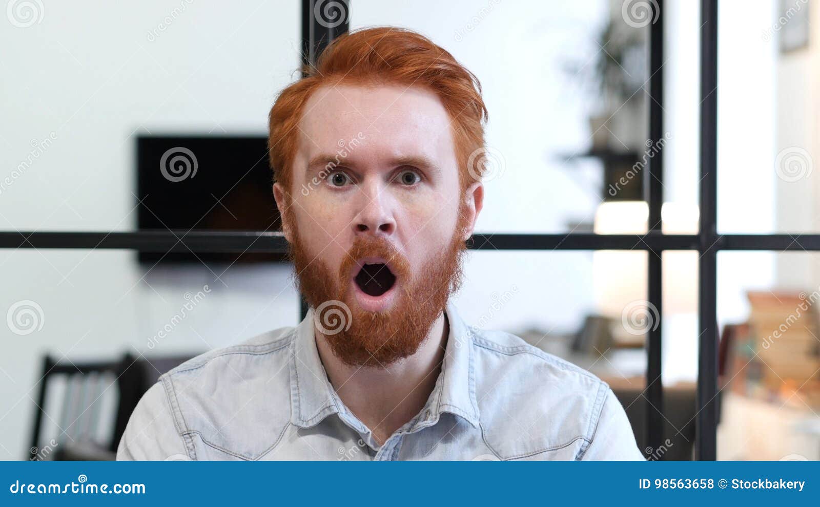 Gesture of Shock, Unexpected Surprise for Man in Beard Stock Photo ...