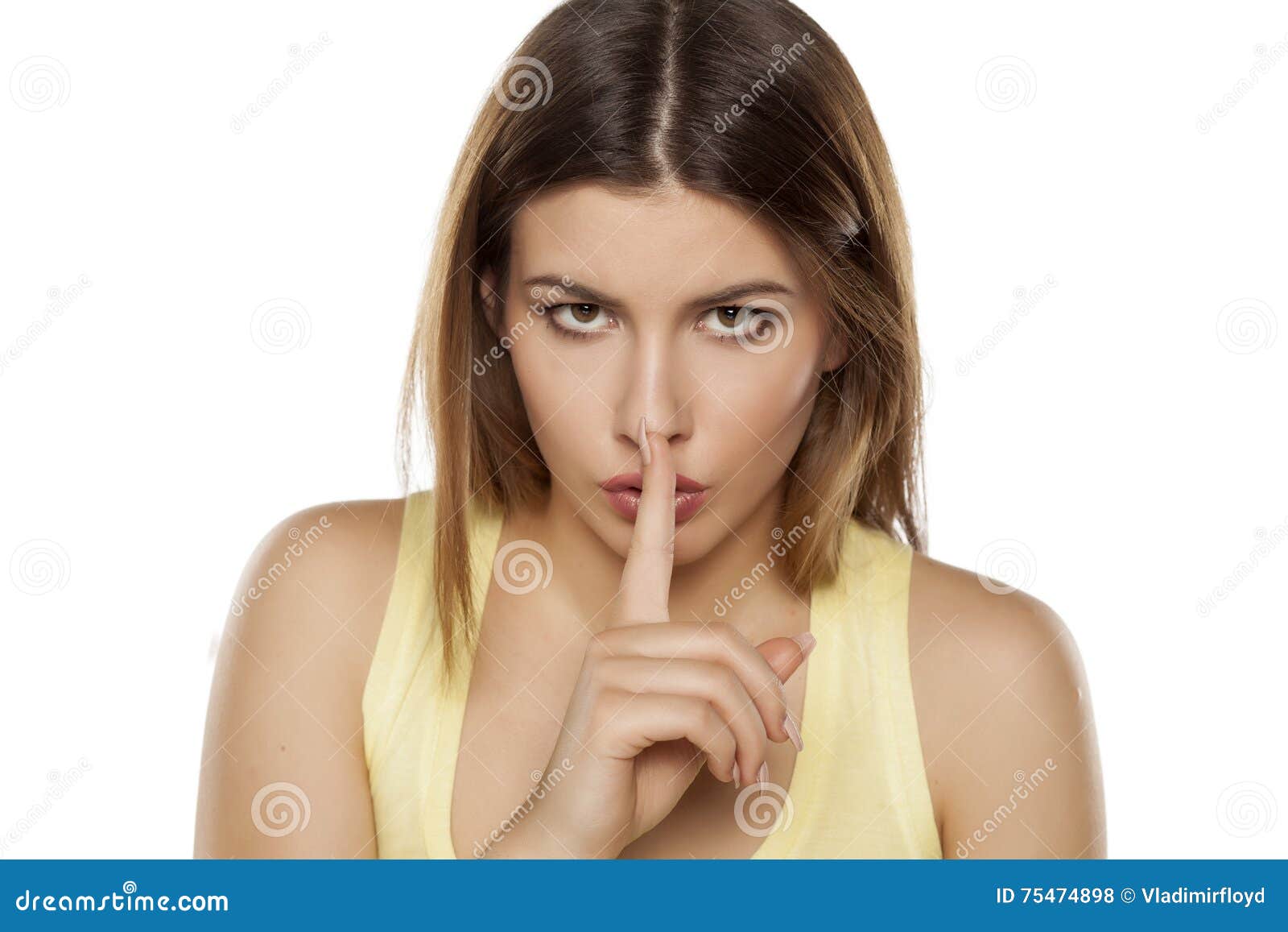 Gesture for silence stock photo. Image of girl, silence - 75474898