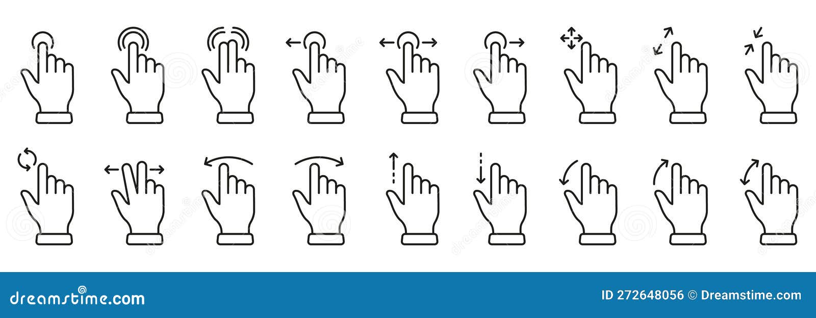 Gesture Slide Left And Right Line Icon Set. Hand Finger Touch, Swipe ... Gesture Slide Left And Right Line Icon Set. Hand Finger Touch, Swipe ...
