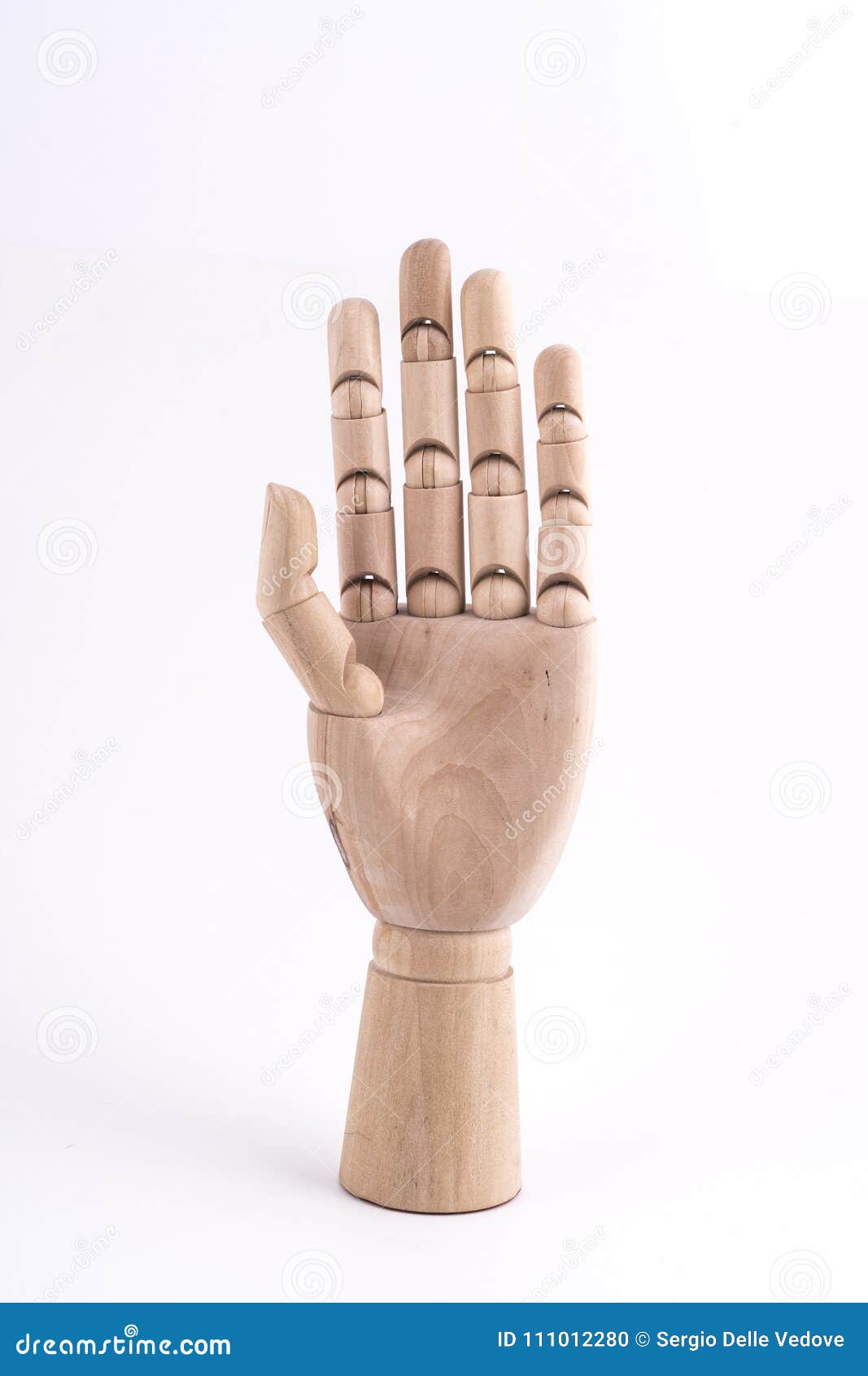 The Gesture of Stop with a Jointed Wooden Hand Stock Photo - Image of ...