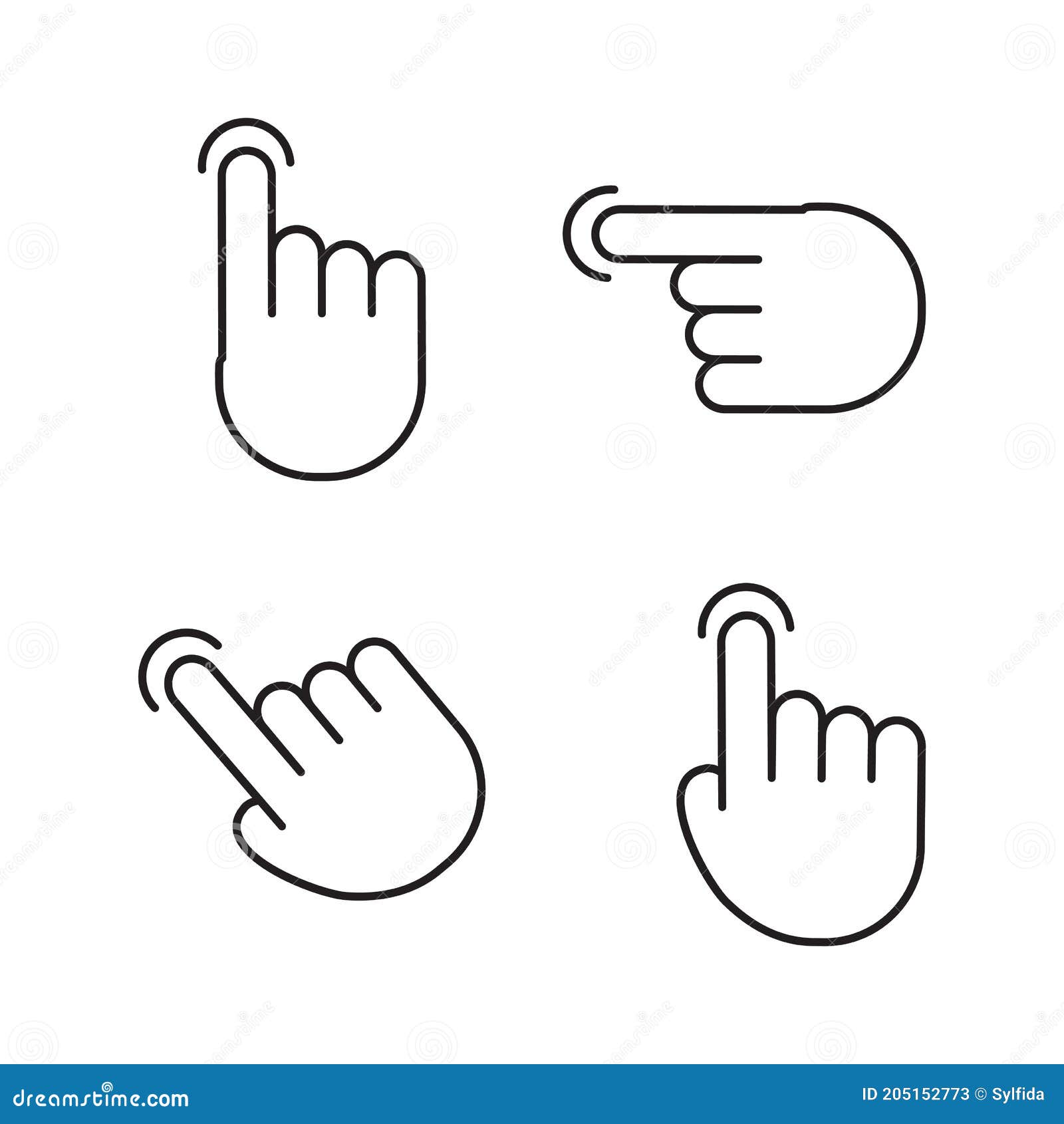 Gesture Touch Screen Icons. Finger Click, Tap on Button. Touchscreen ...