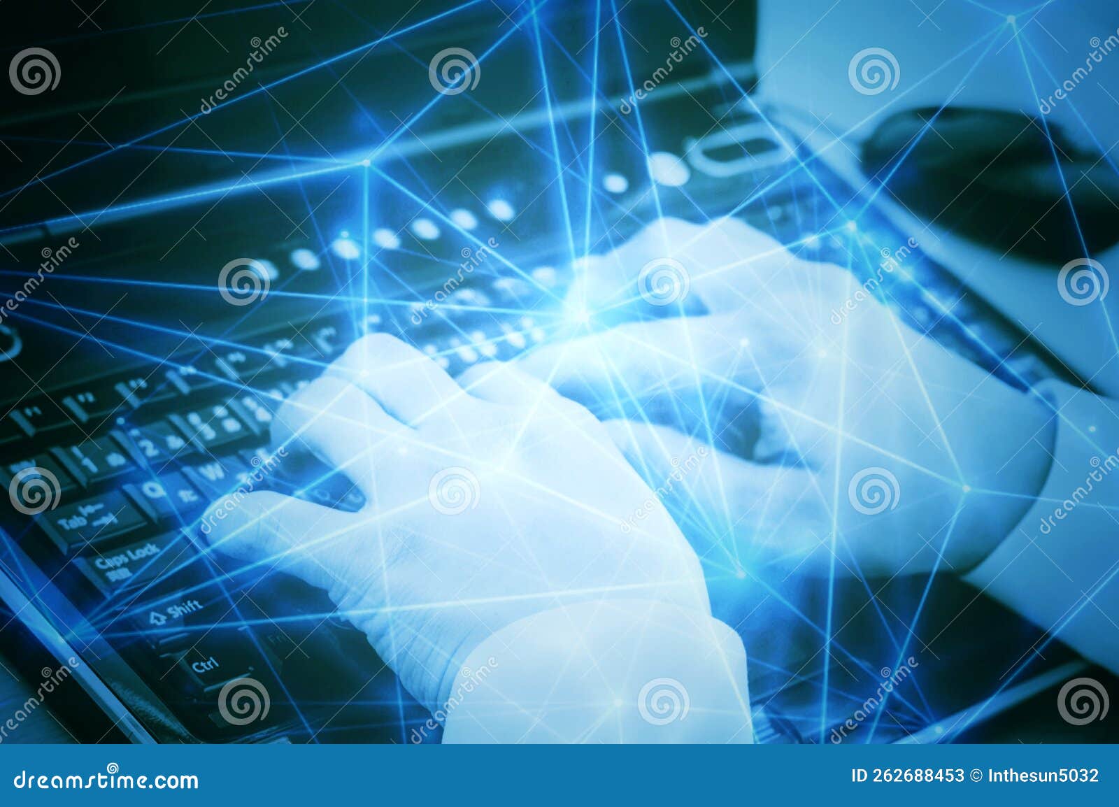 Gesture of Typing on Computer Keyboard in Computer Network Concept ...