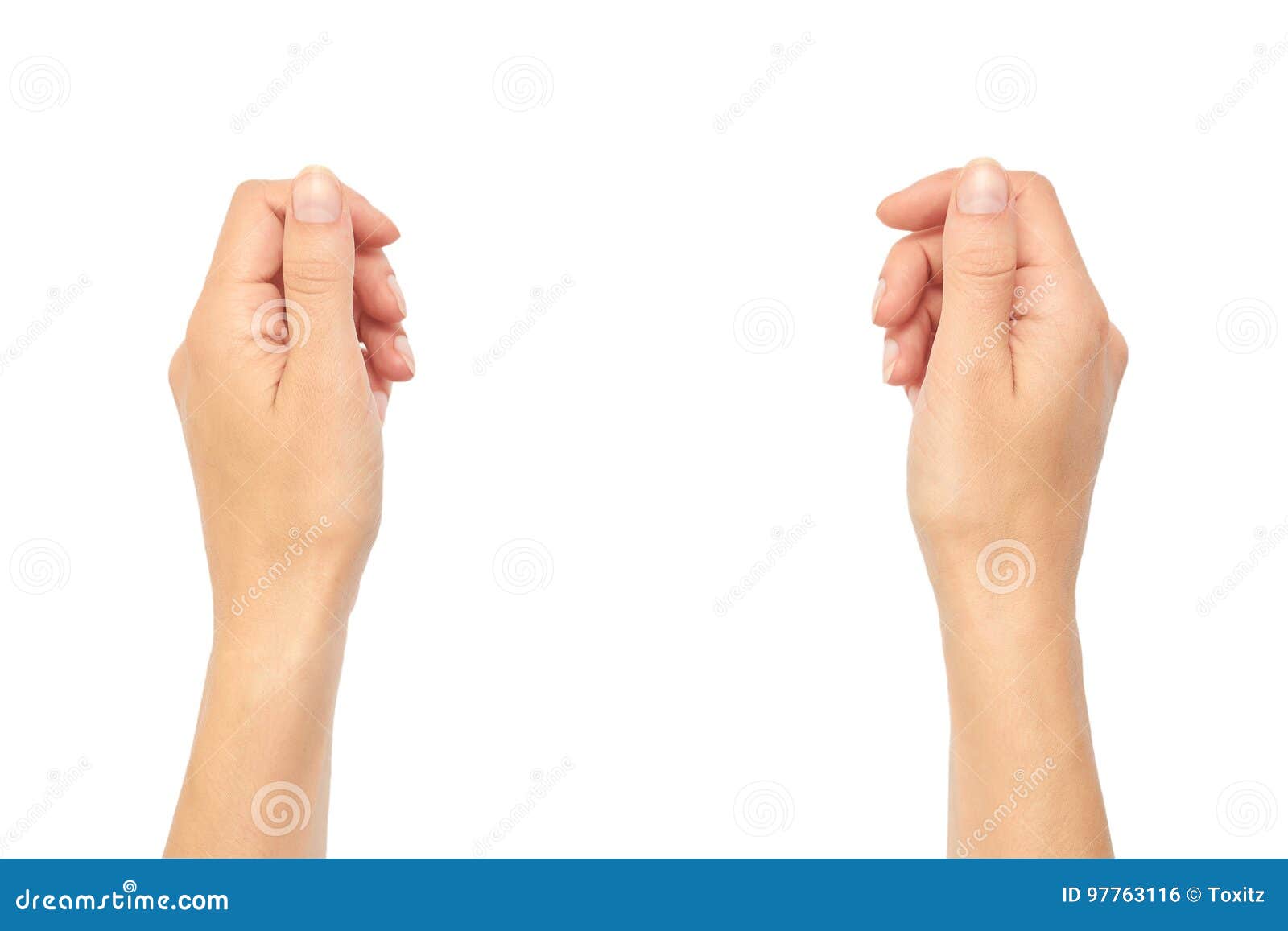Gesture of a Woman`s Hand, Holds and Keep. Isolated on White Background ...