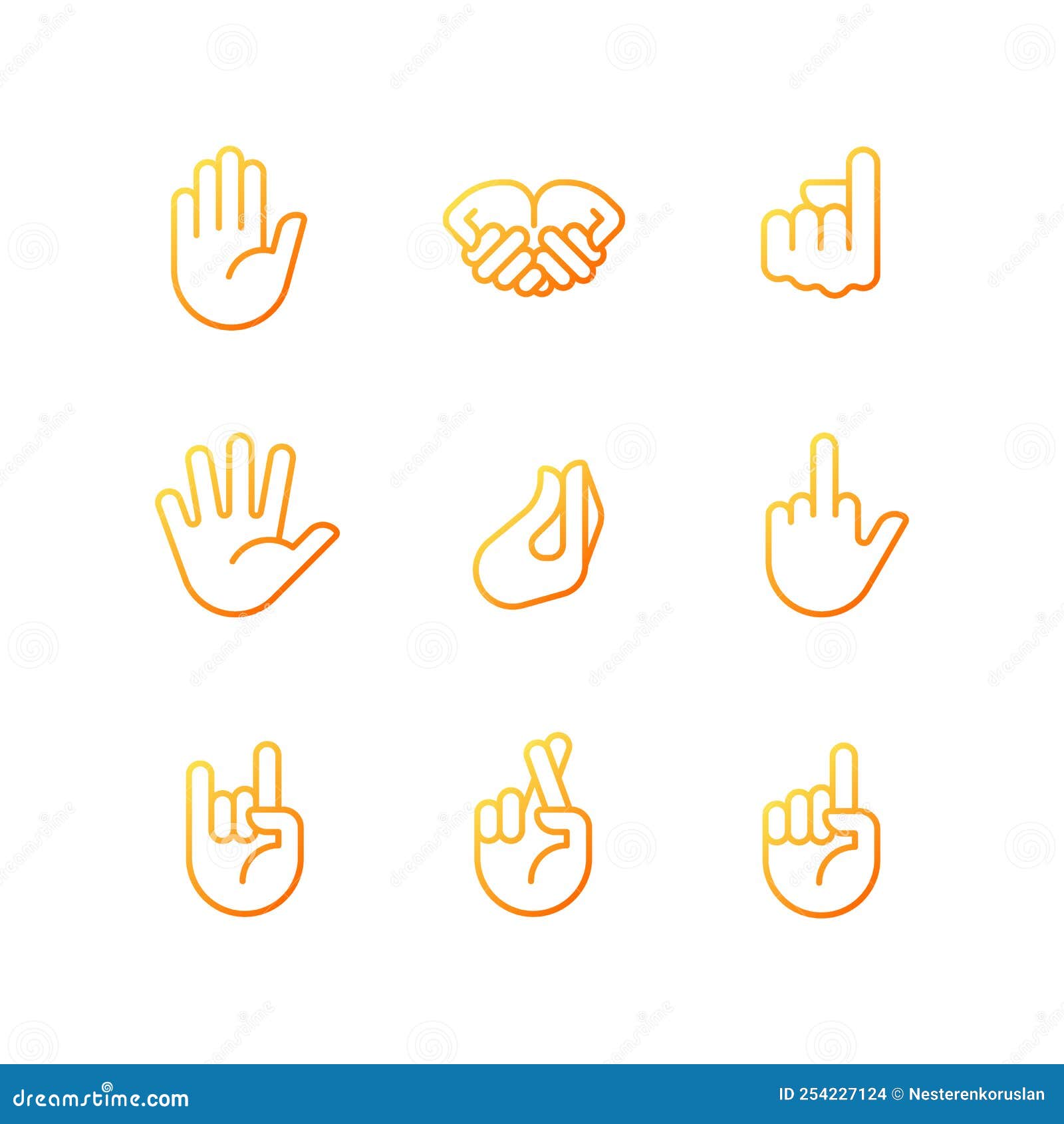 Gestures Expression Pixel Perfect Gradient Linear Vector Icons Set