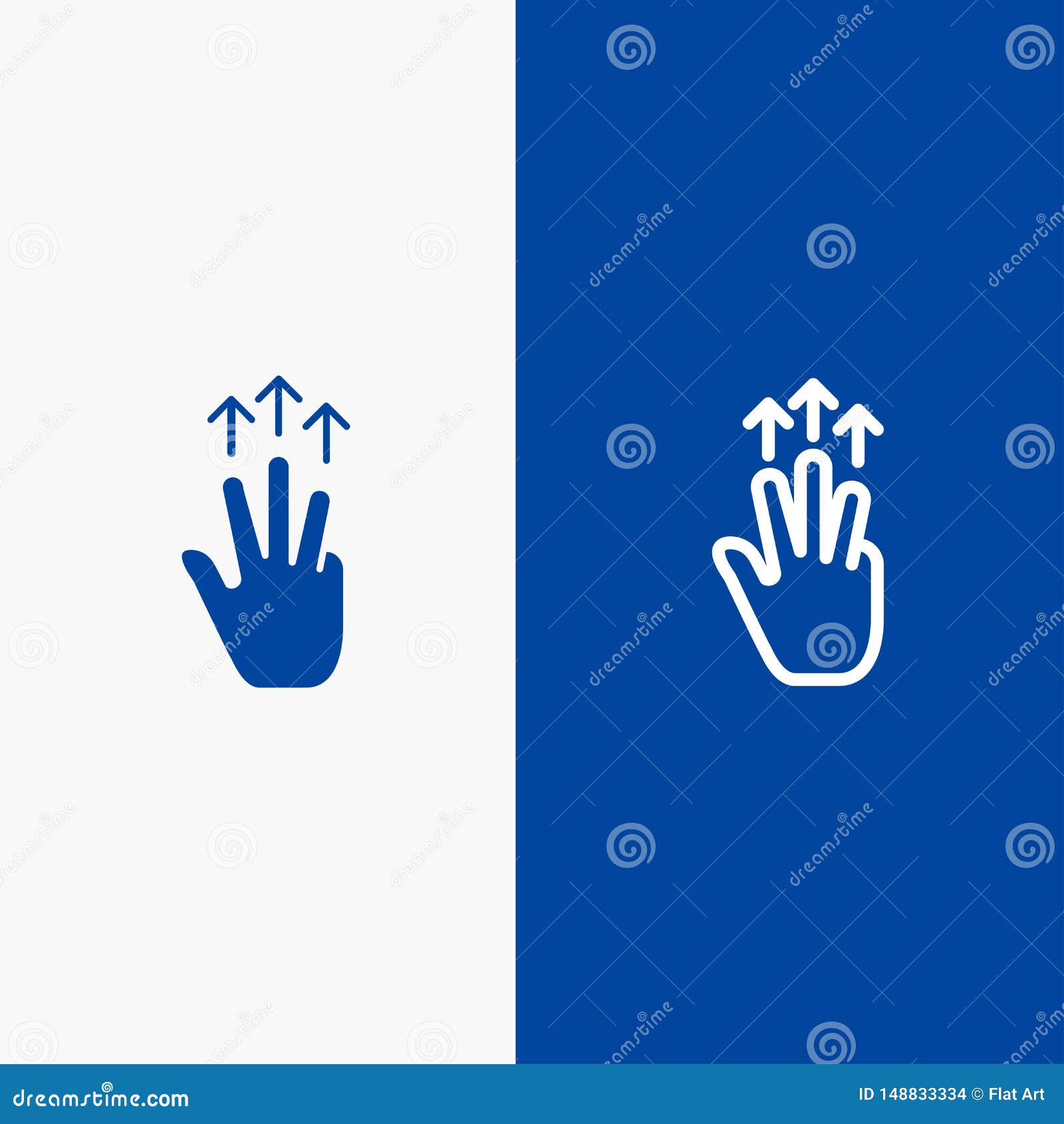 Gestures, Hand, Mobile, Three Finger, Touch Line and Glyph Solid Icon ...