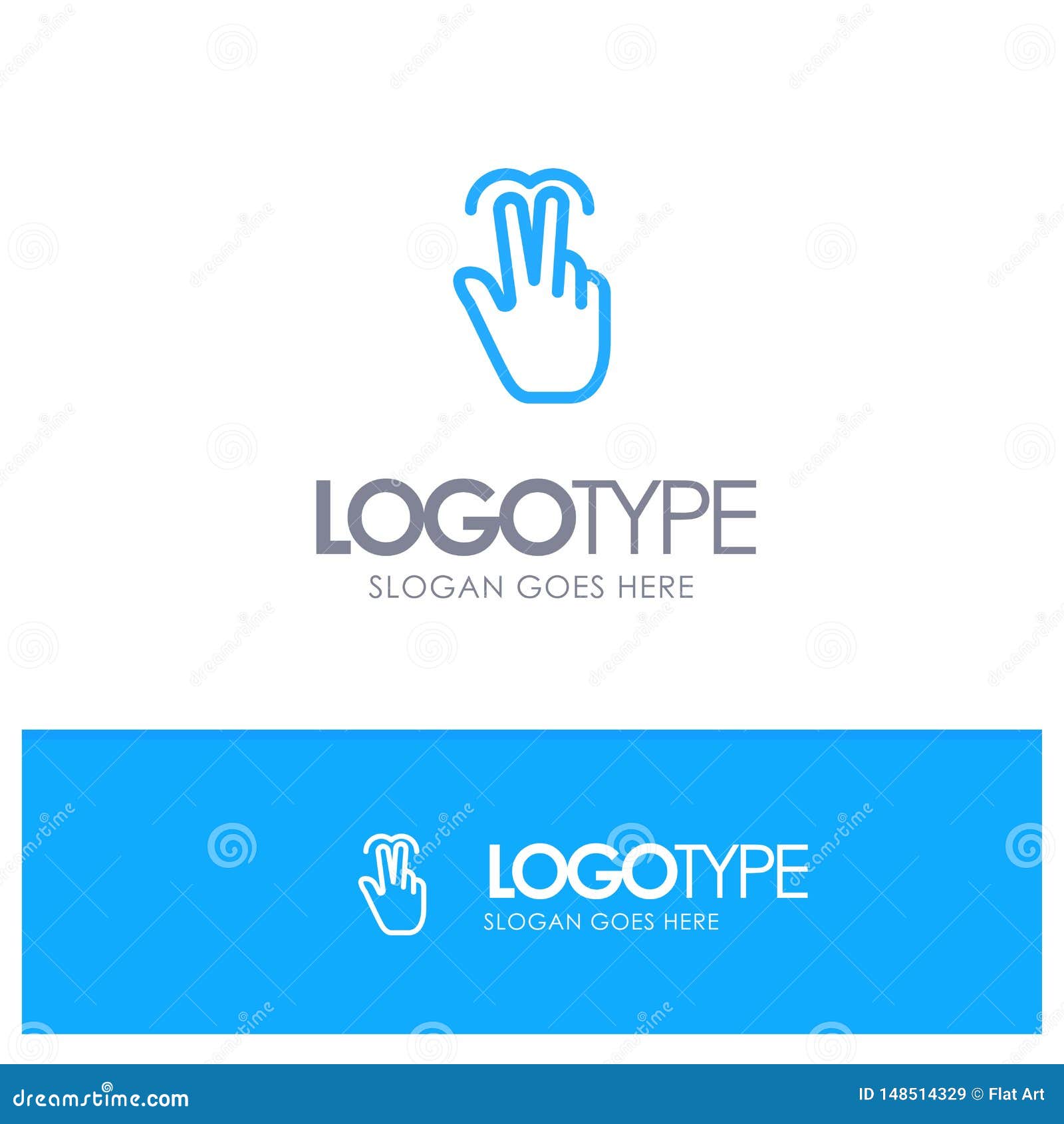 Gestures, Hand, Mobile, Touch, Tab Blue Outline Logo Place for Tagline ...