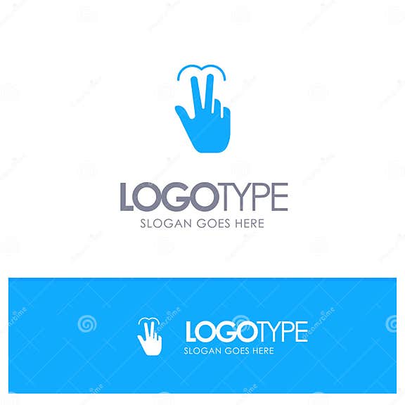 Gestures, Hand, Mobile, Touch, Tab Blue Solid Logo with Place for ...