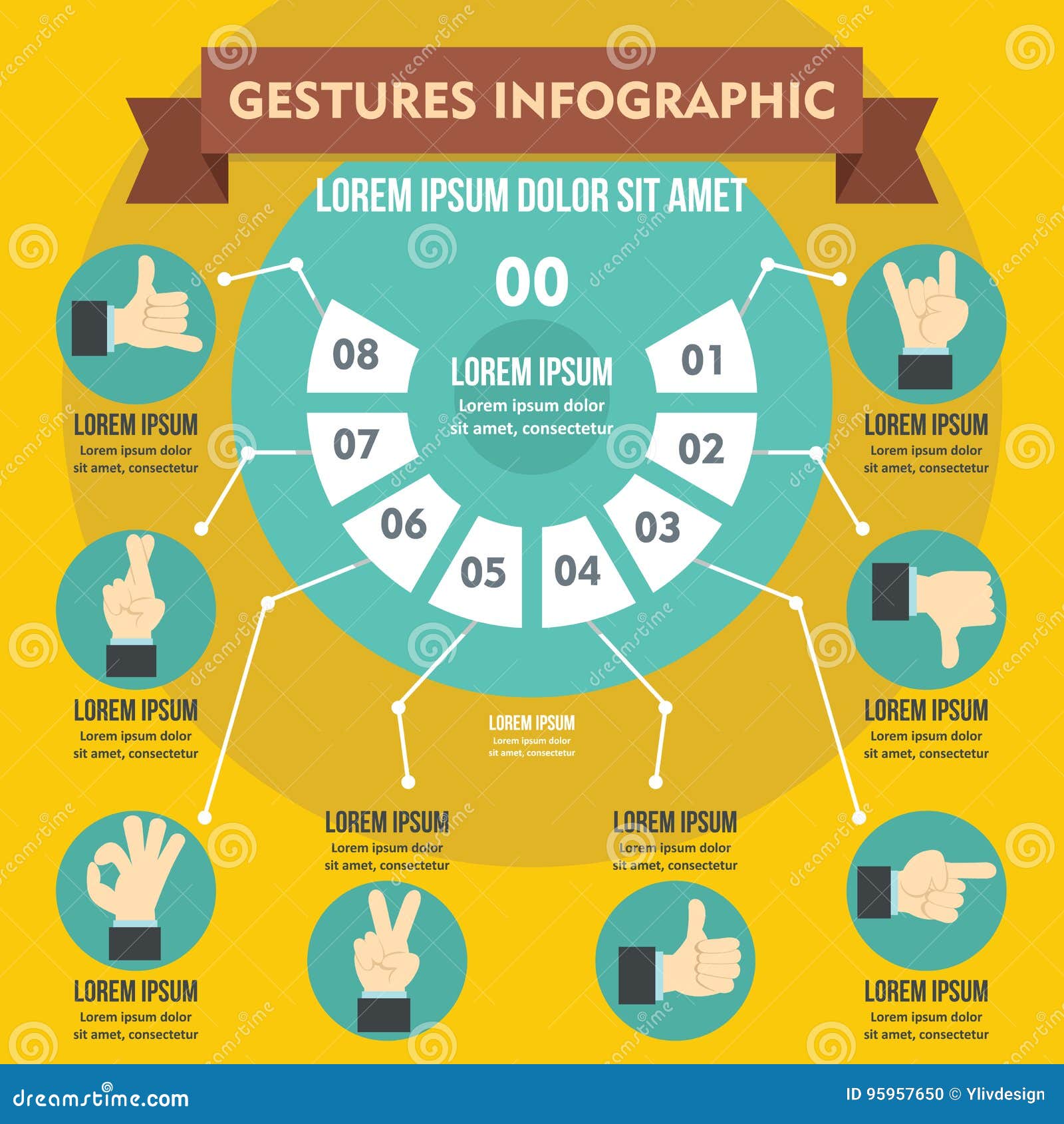 Gestures Infographic Concept, Flat Style Stock Vector - Illustration of ...