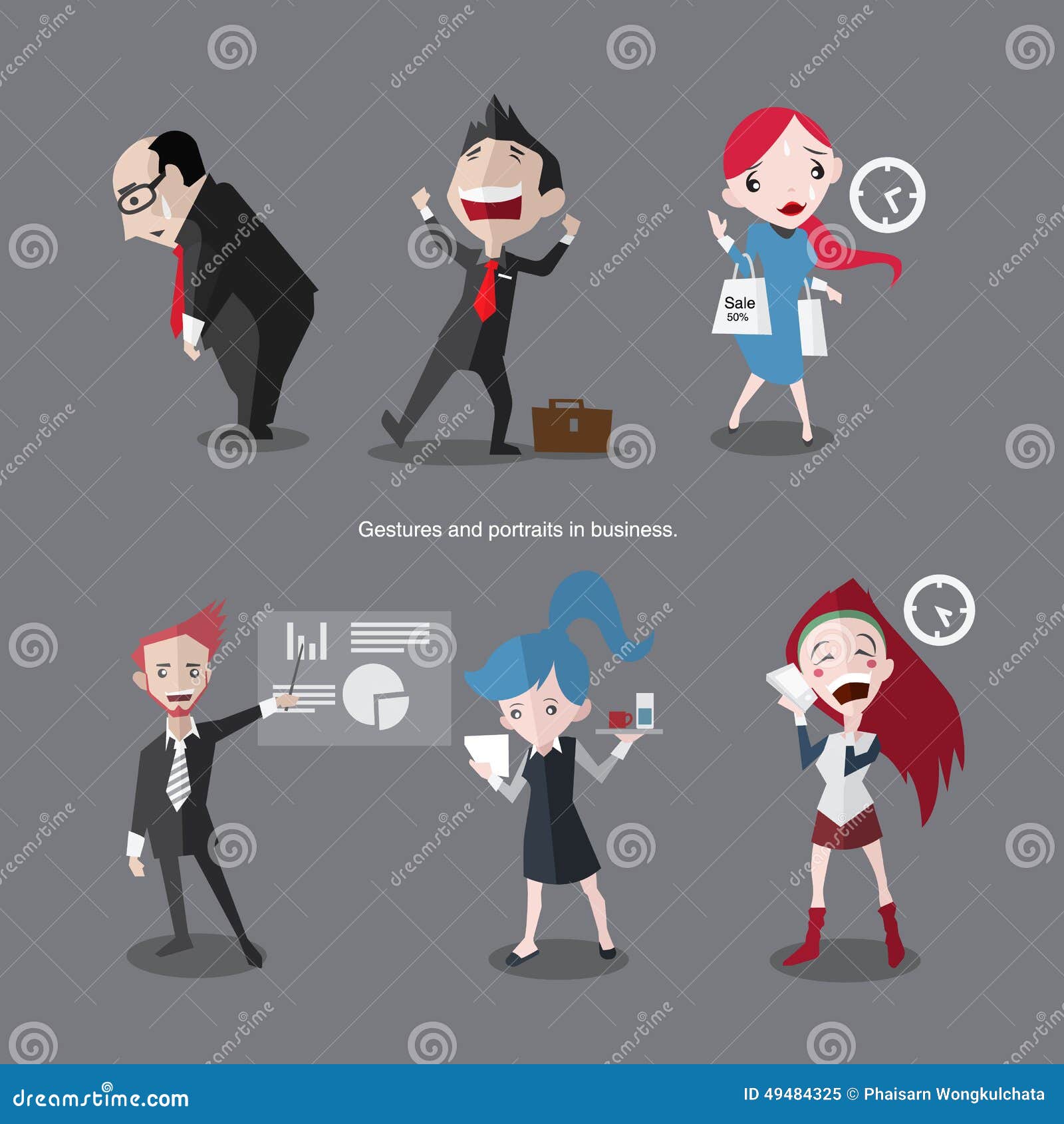 Gestures and Portraits in Business. Stock Vector - Illustration of ...