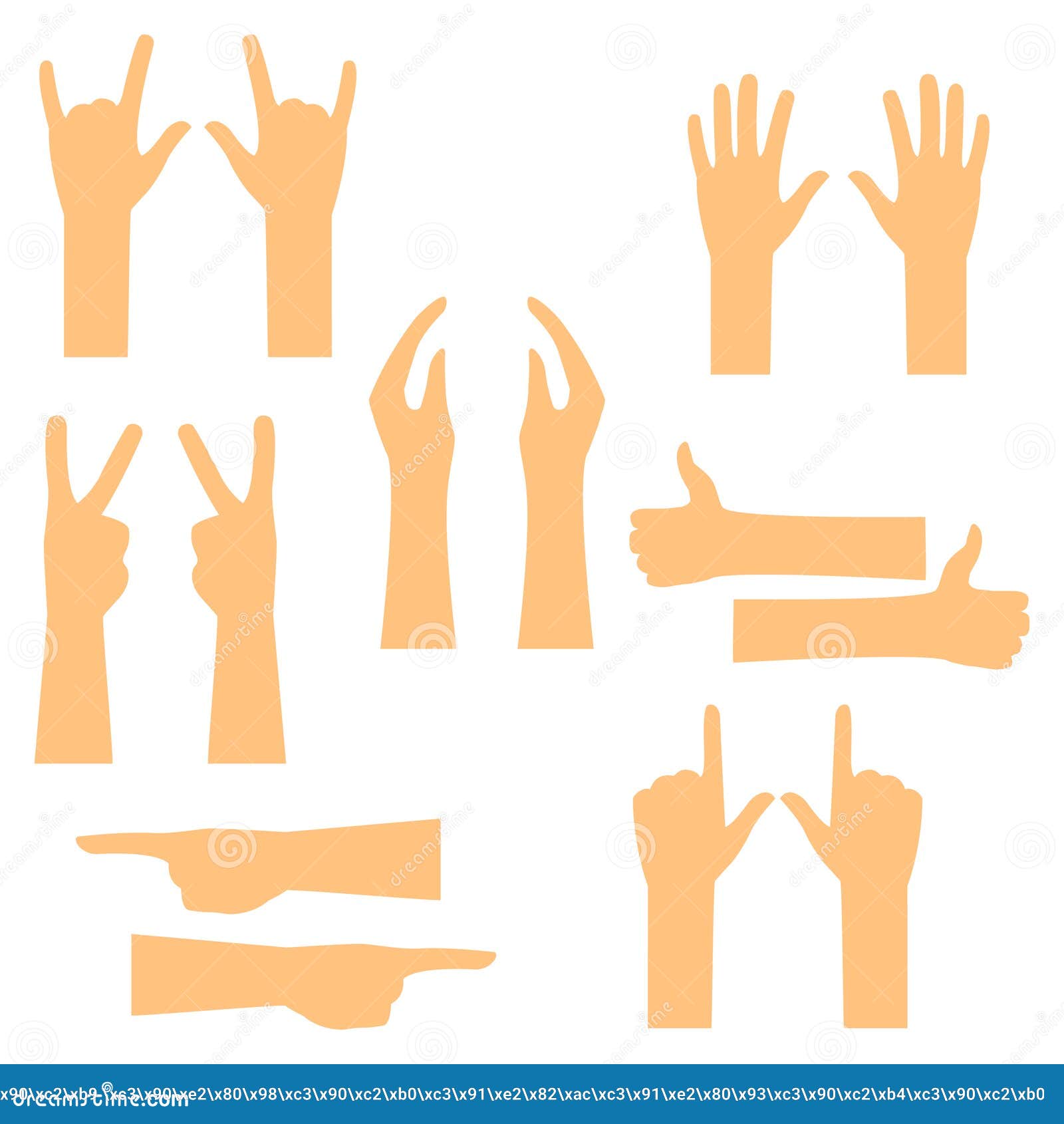 Gesturing Hands Set Isolated on White Background Stock Vector ...