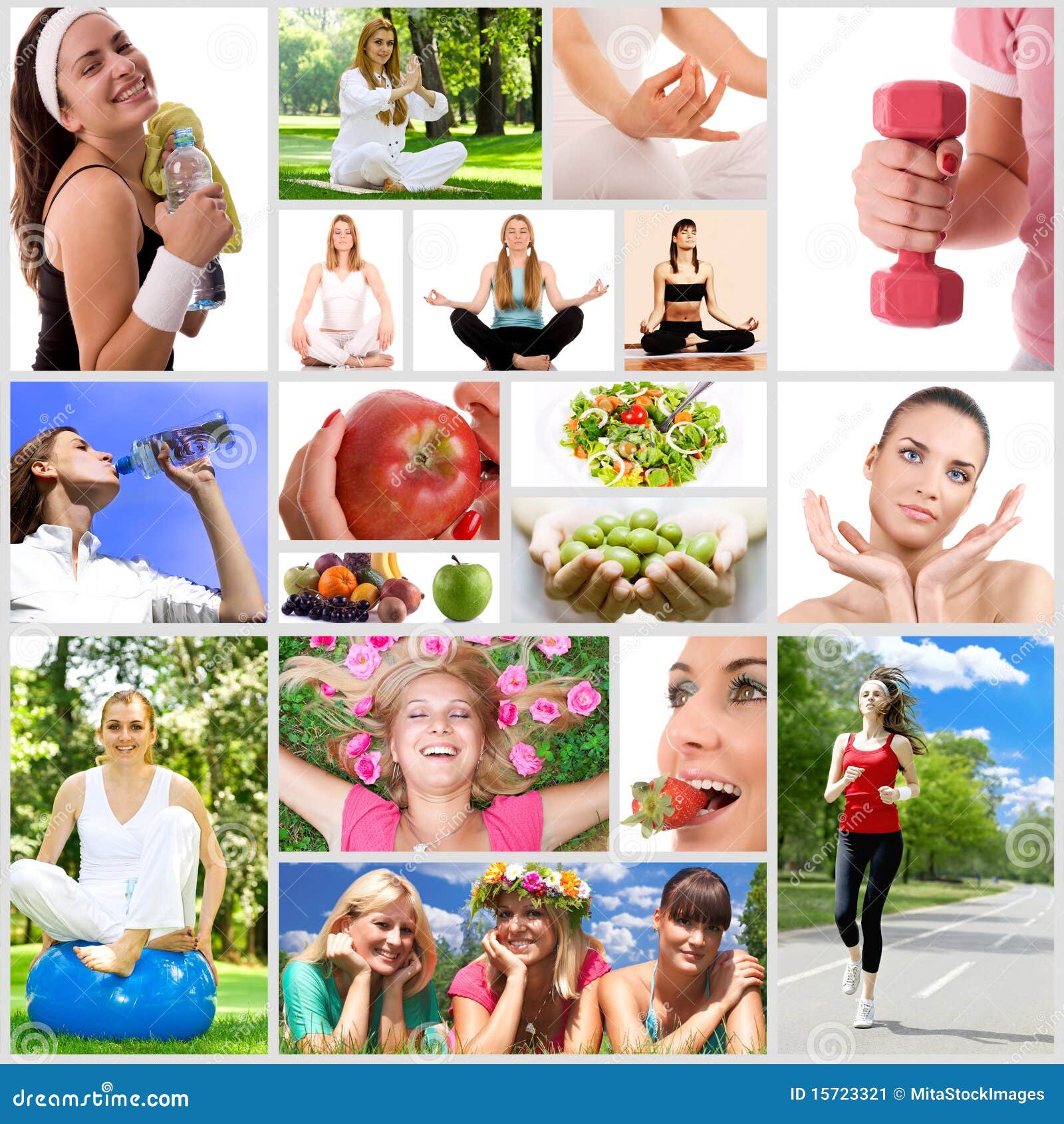Gesunder Lebensstil stockbild. Bild von collage, draussen - 15723321