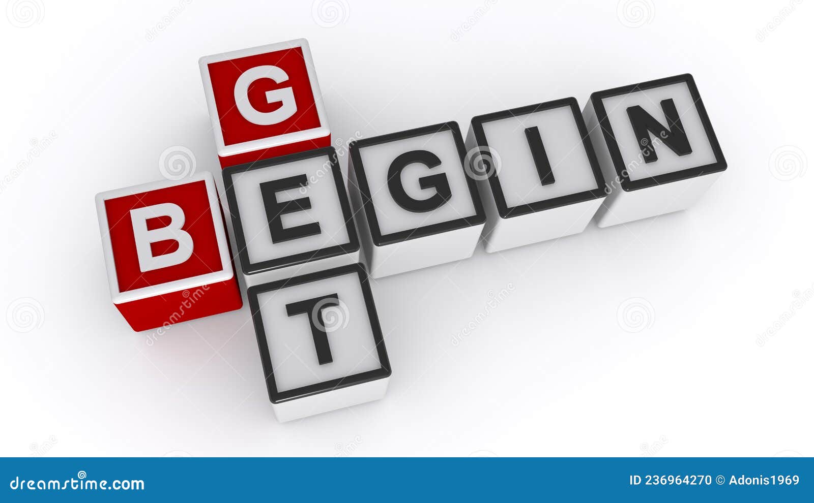 Get begin word on white stock illustration. Illustration of attitude ...