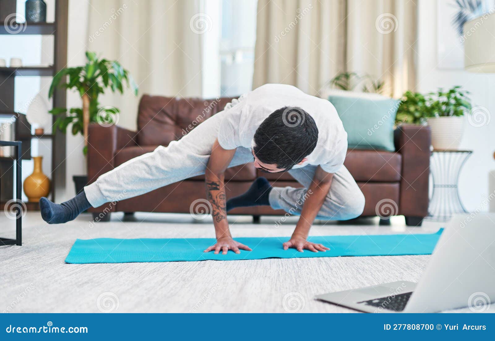 We Get Better through Practice. a Man Using His Laptop while Practising ...