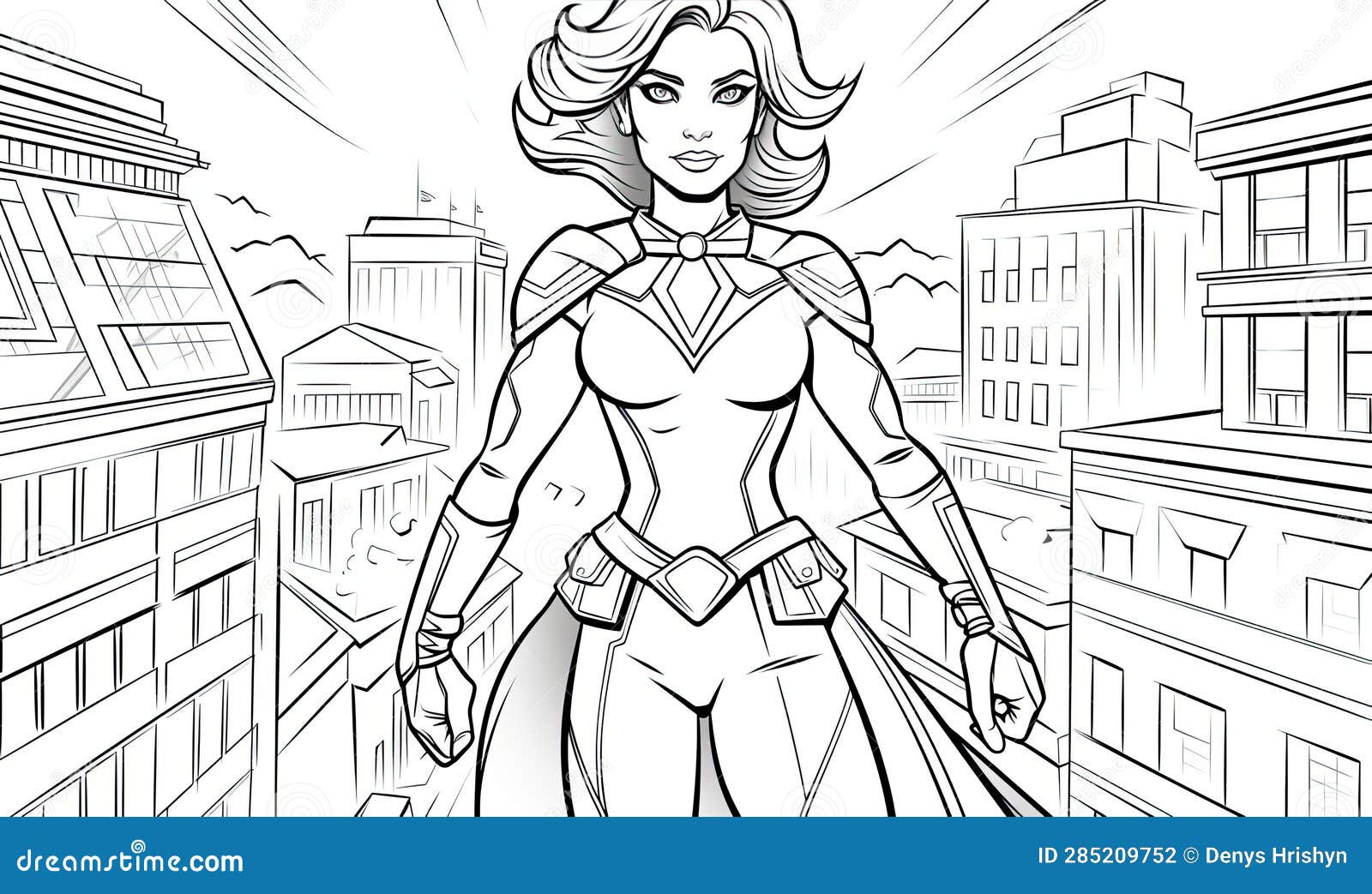 Get Creative and Color the Dynamic Cartoon Female Superhero Using Line ...
