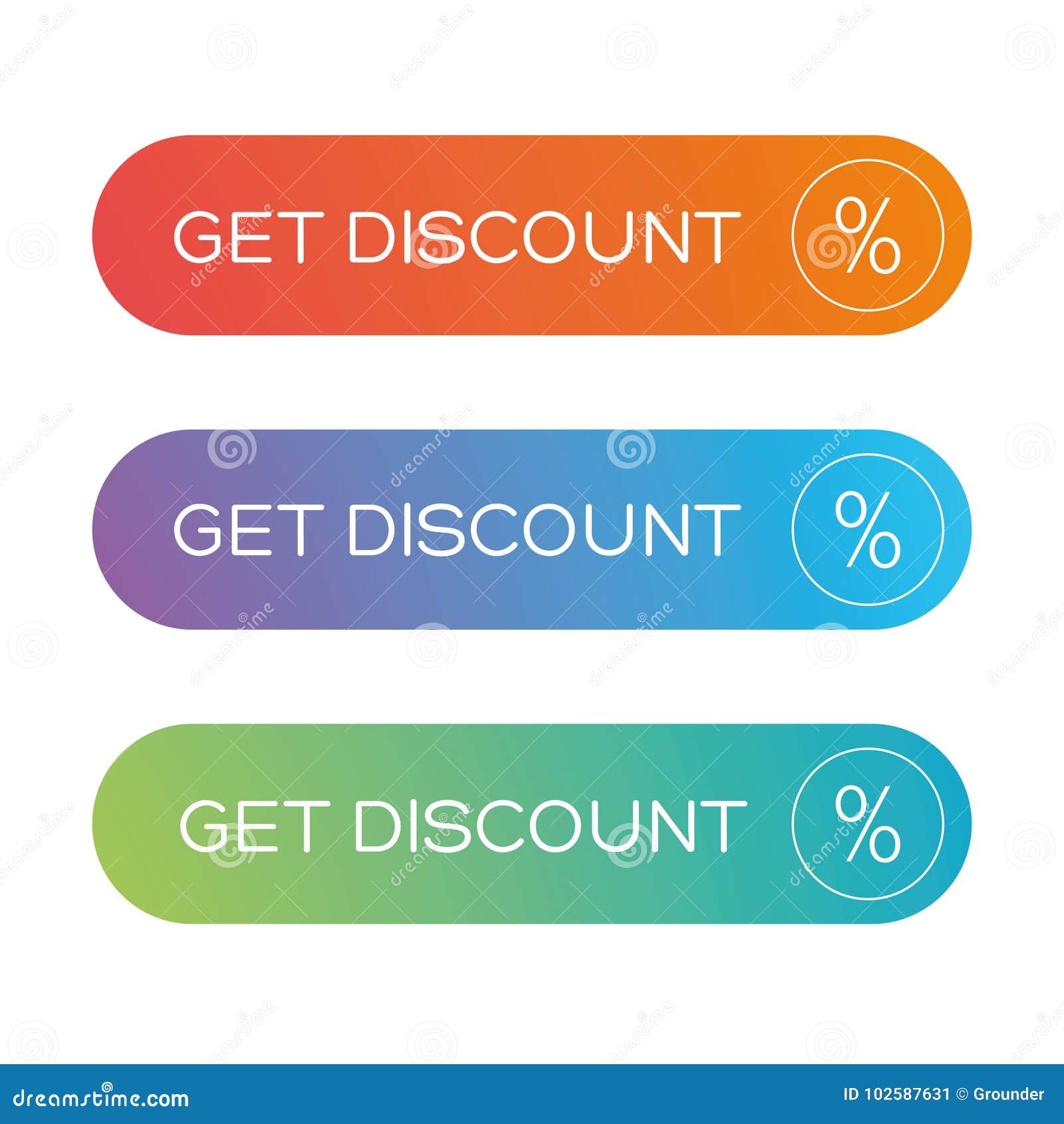 Get Discount button vector stock vector. Illustration of retail - 102587631