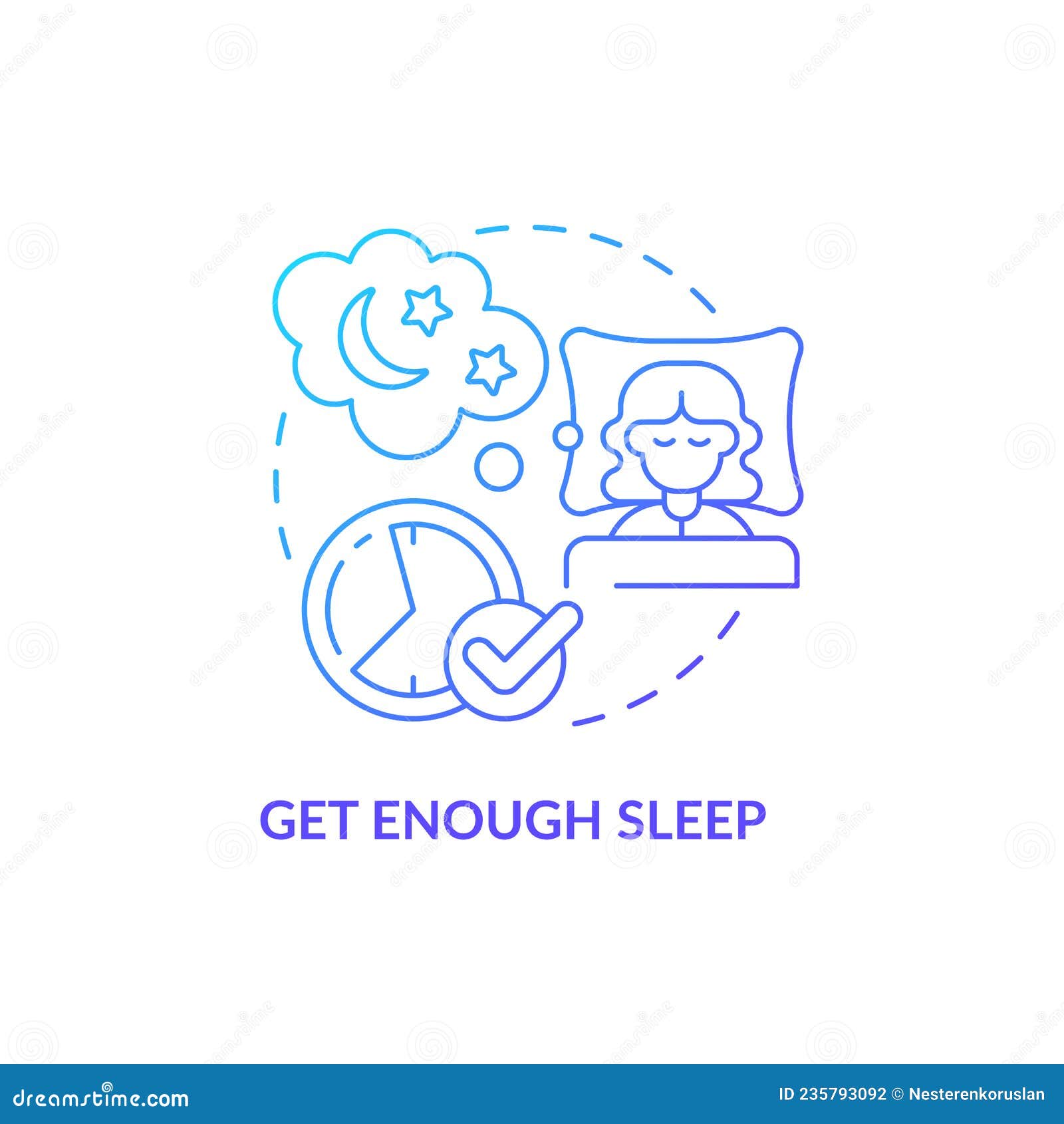 Get Enough Sleep Blue Gradient Concept Icon Stock Vector - Illustration ...