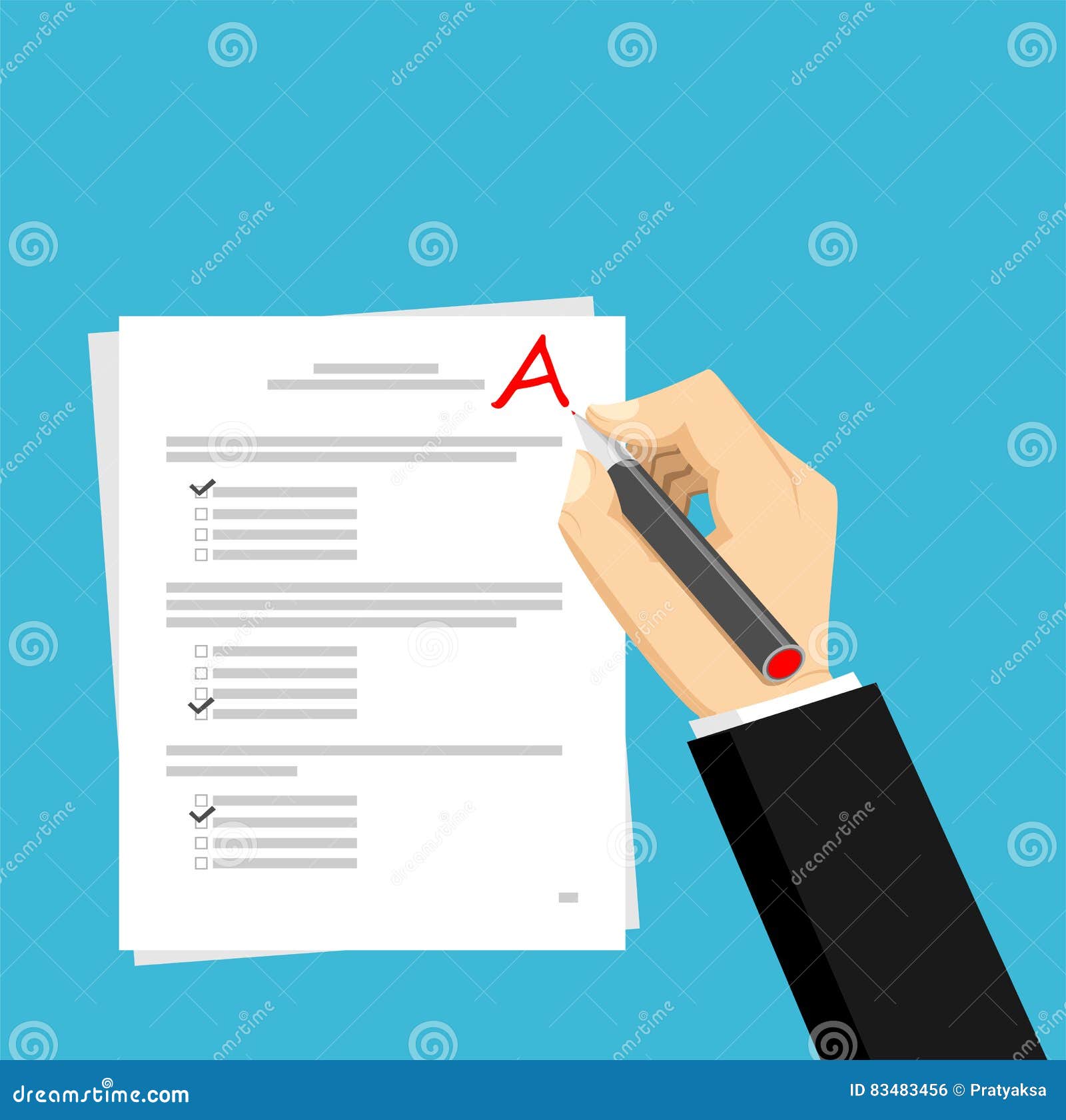 Get a for the Exam. Checking in the Answer of Final Exam Concept Stock ...