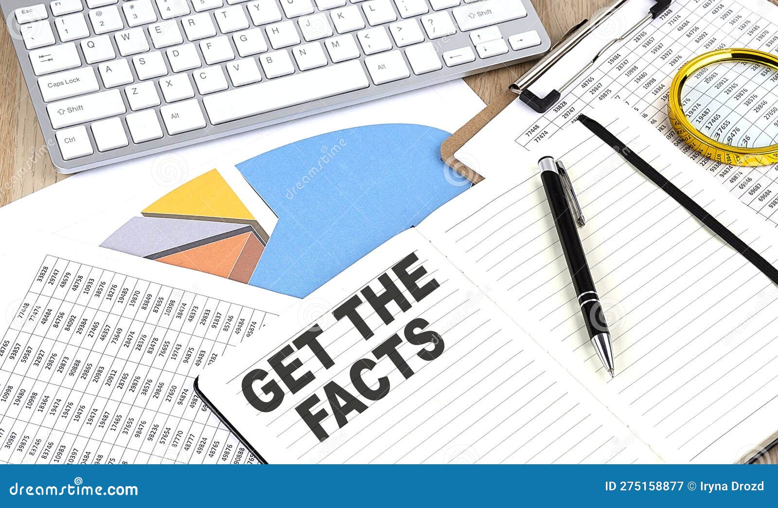 GET the FACTS Text on Notebook with Chart and Keyboard Stock Image ...