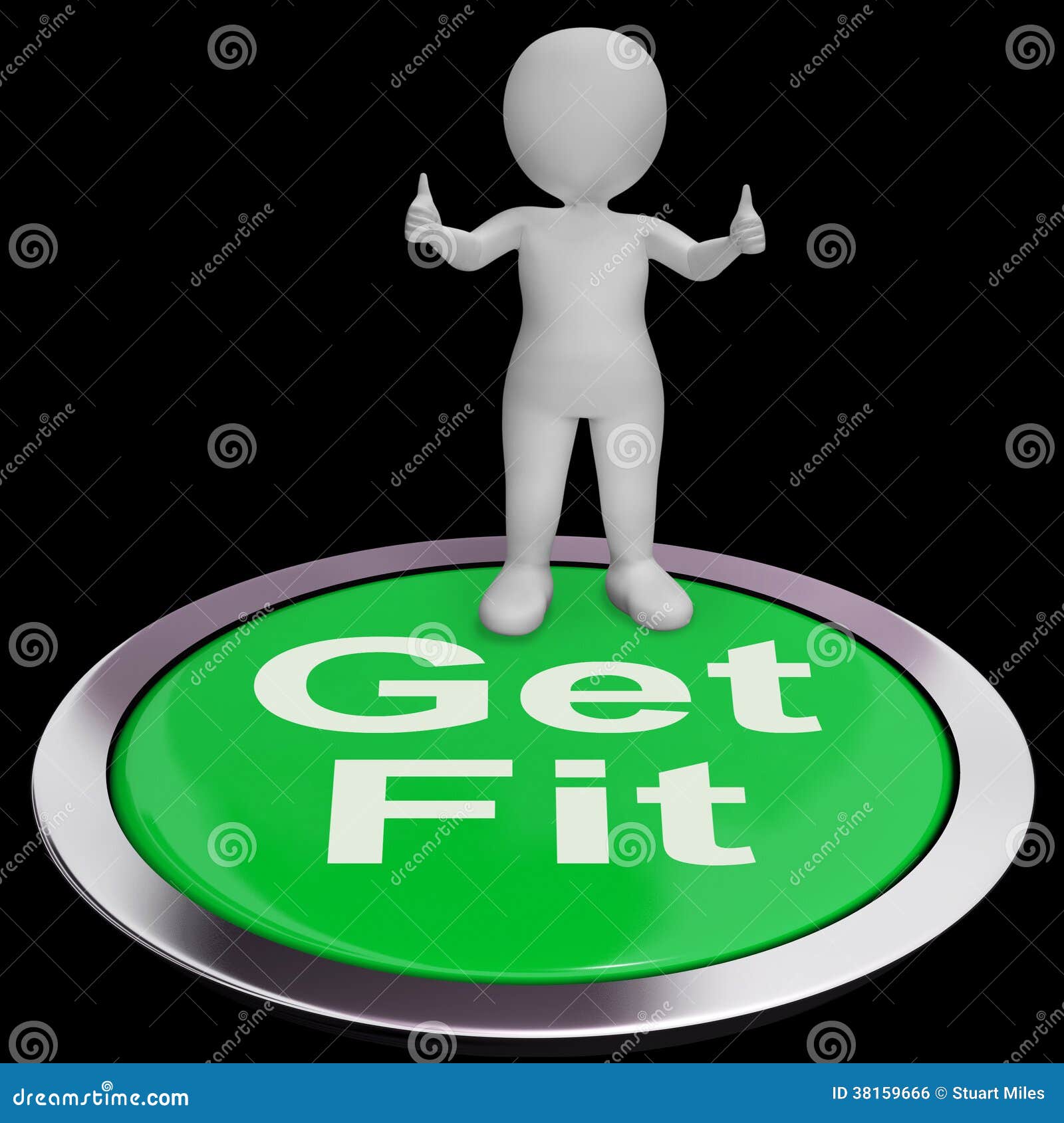 Get Fit Button Shows Exercise and Working Out Stock Illustration ...