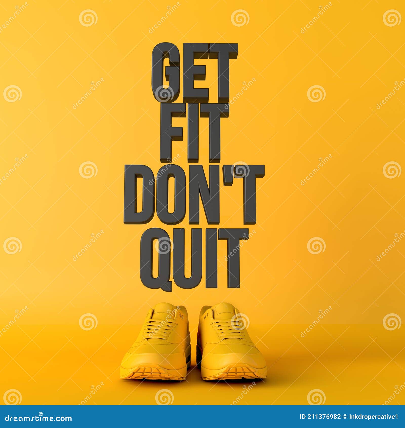Get Fit Dont Quit Motivational Workout Fitness Phrase 3d Rendering