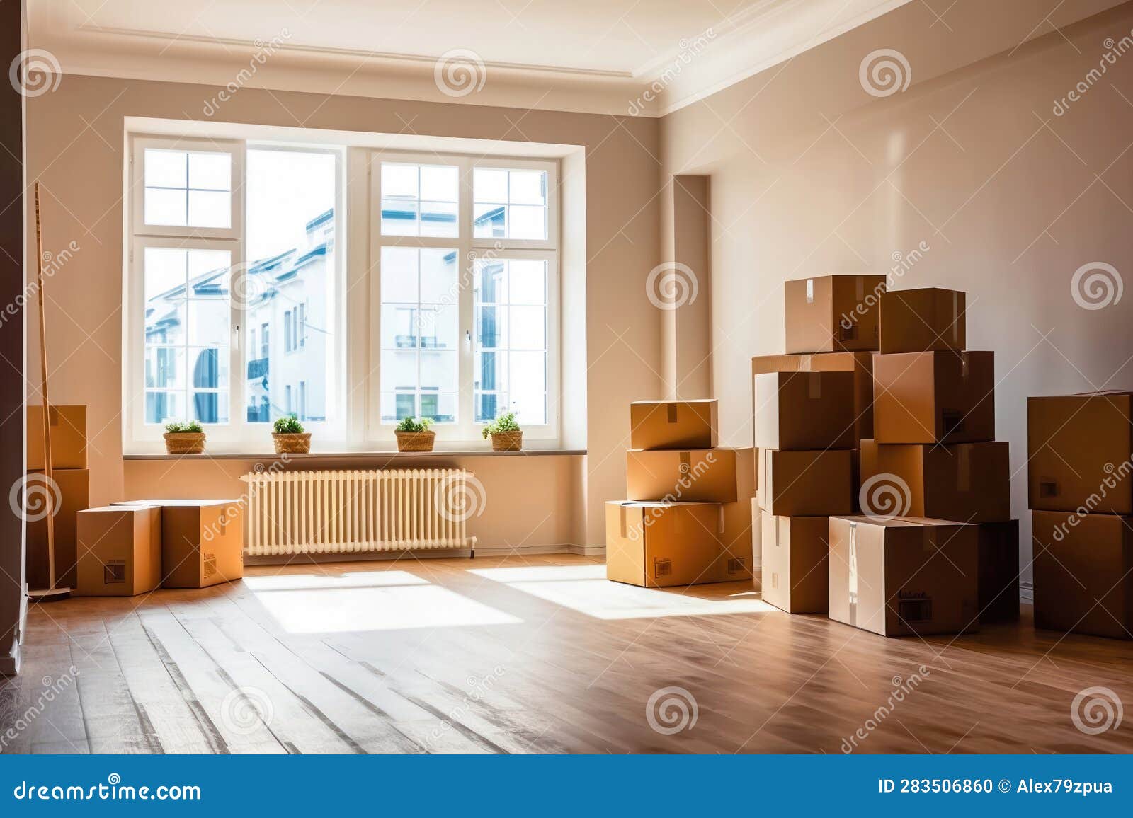 Cardboard Boxes Symbolizing The Move And House Cleaning - Filling An ...