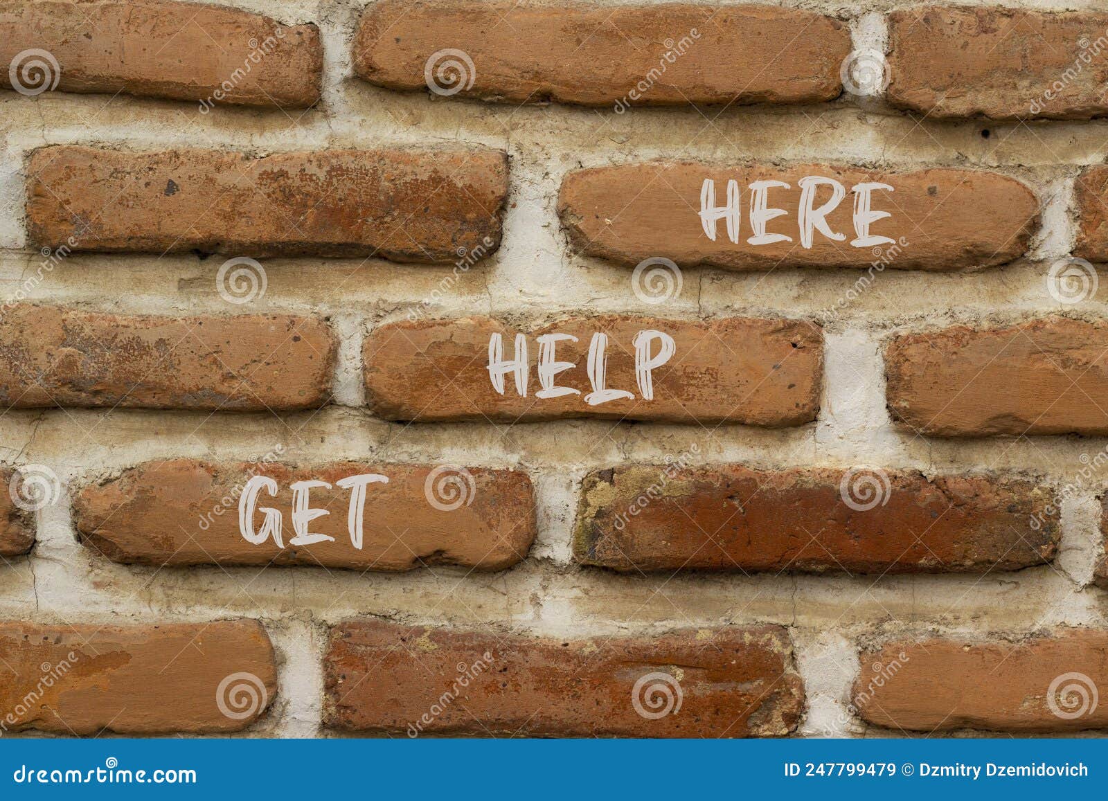 Get Help Here and Support Symbol. Concept Words Get Help Here on Brick ...