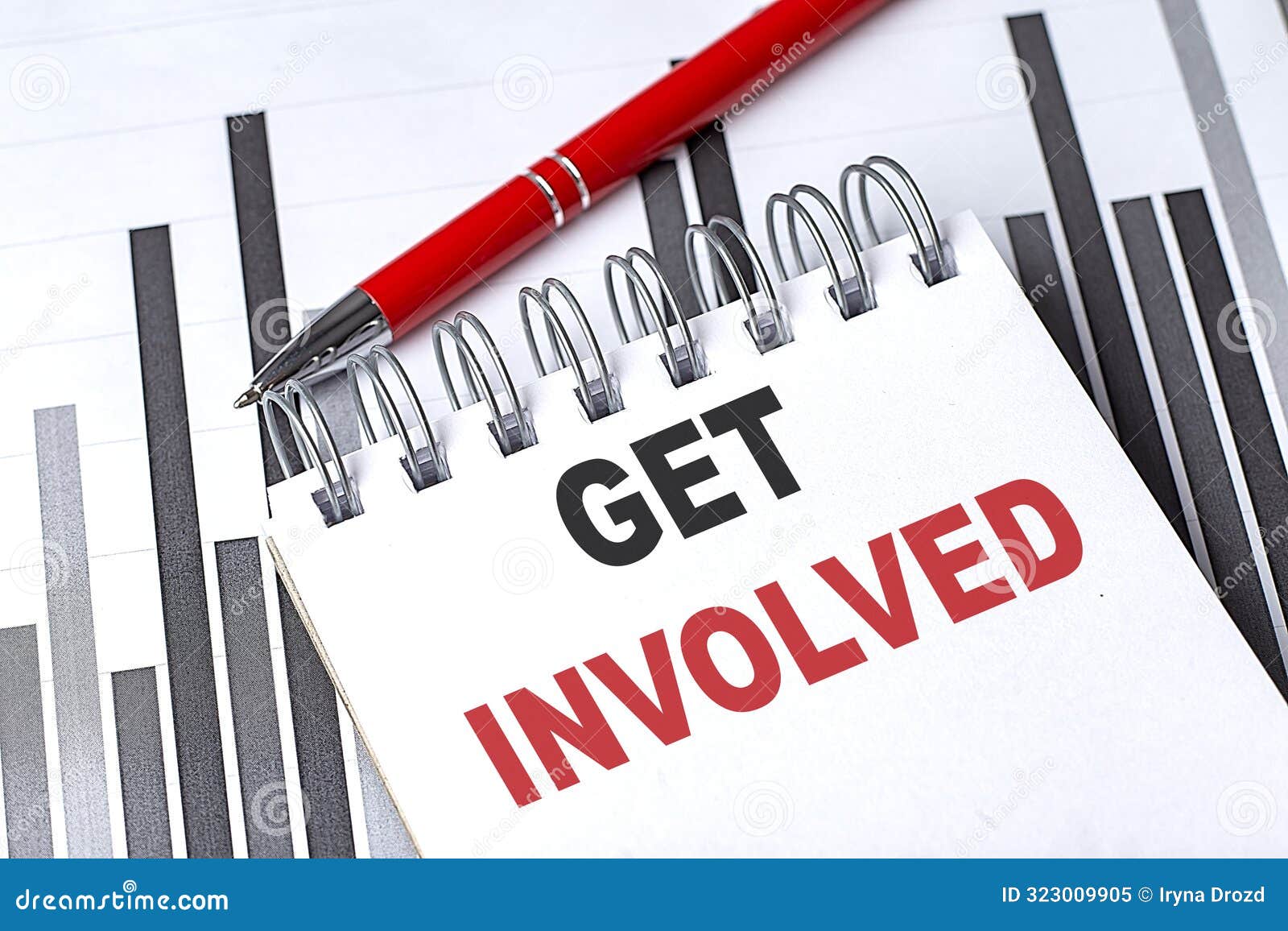 GET INVOLVED Text on Notebook on Chart with Pen Stock Image - Image of ...
