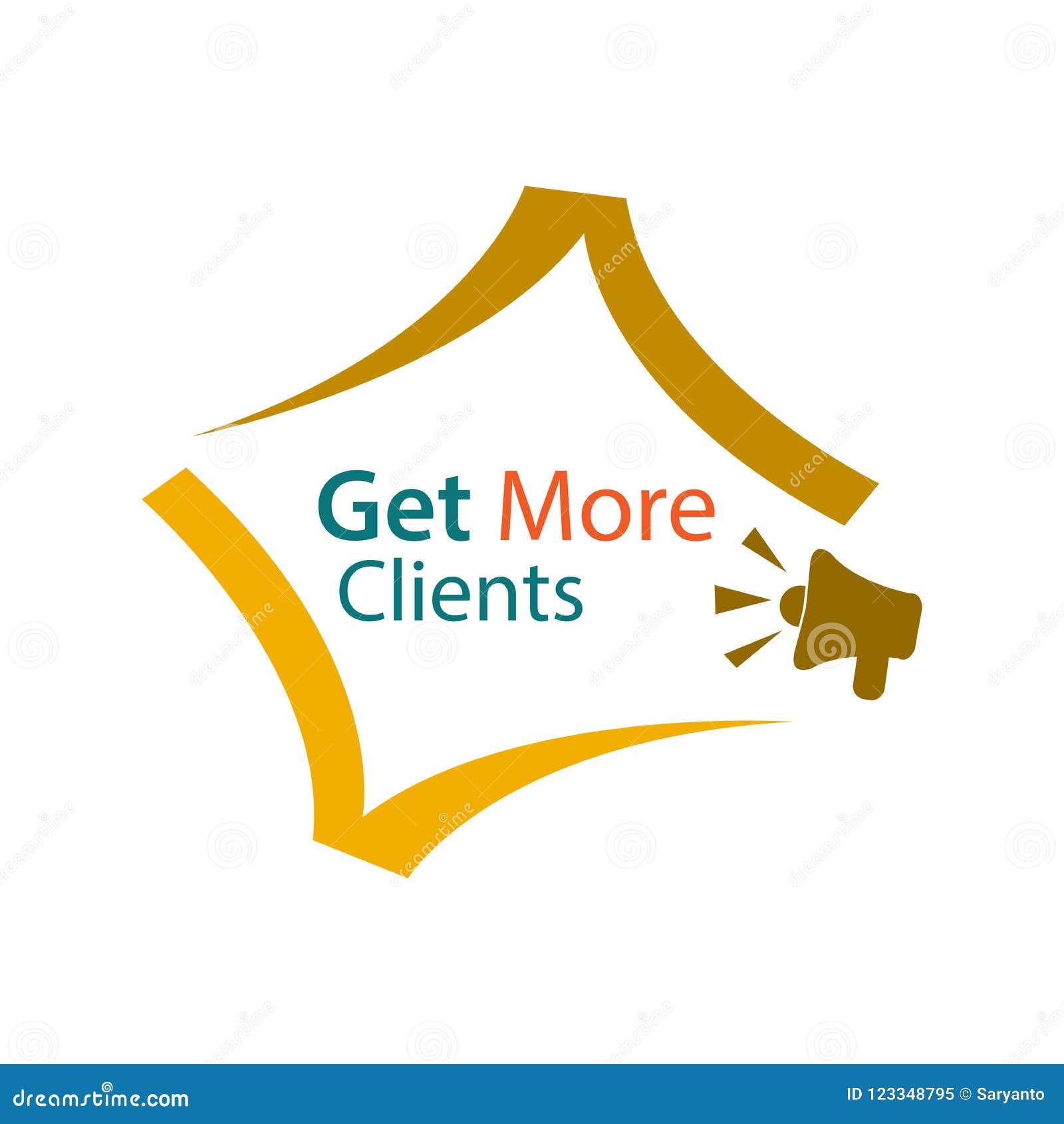 Get More Clients with Megaphone Icon. Flat Vector Illustration on White ...