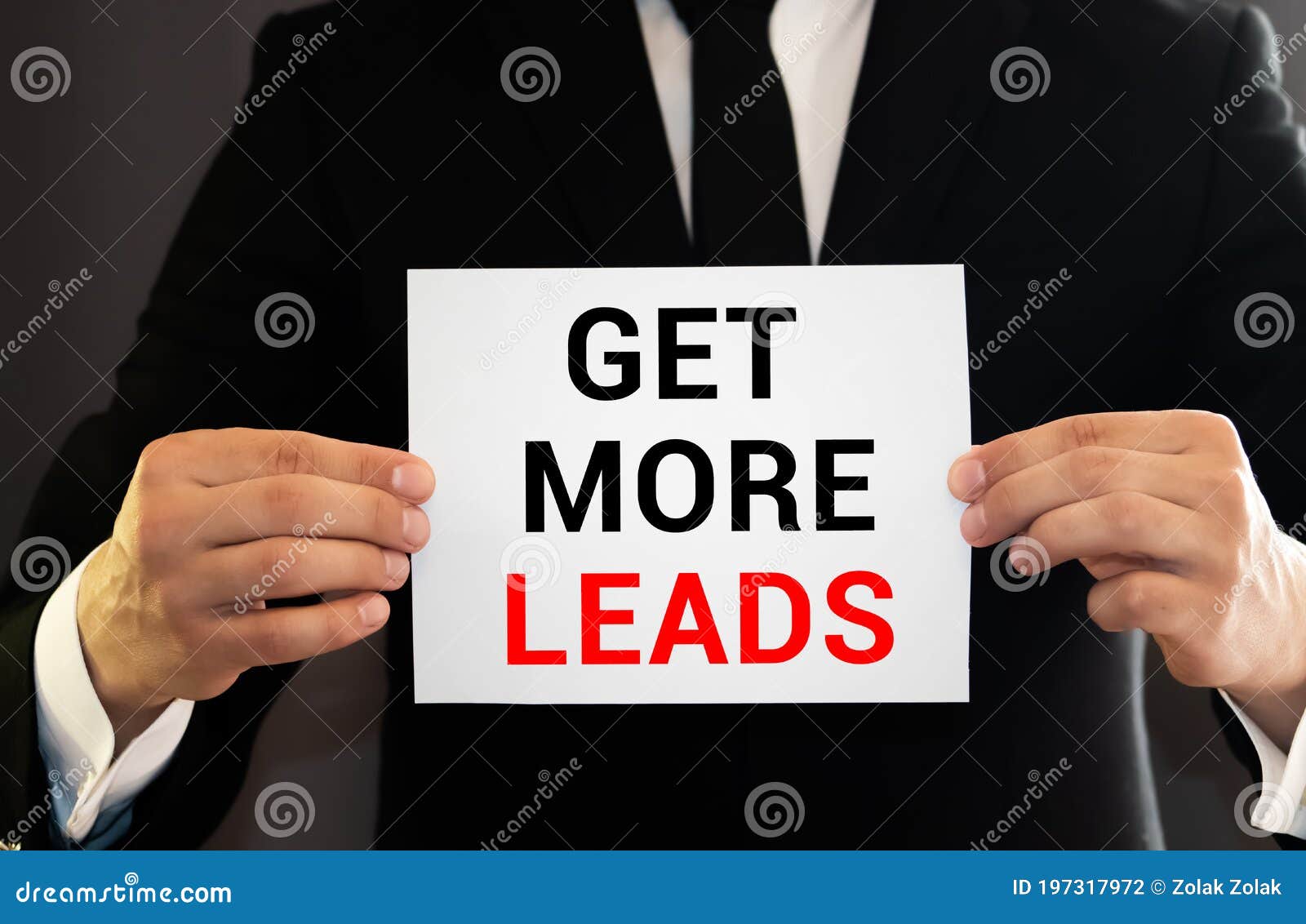 Get More Leads Card in Male Hands Stock Photo - Image of leader ...