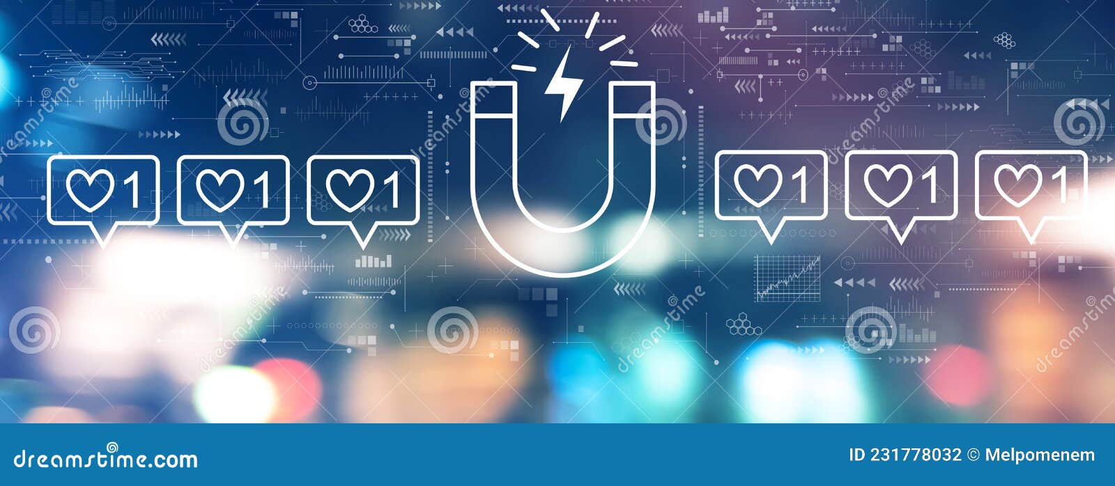 Get More Likes Concept with City Lights at Night Stock Photo - Image of ...