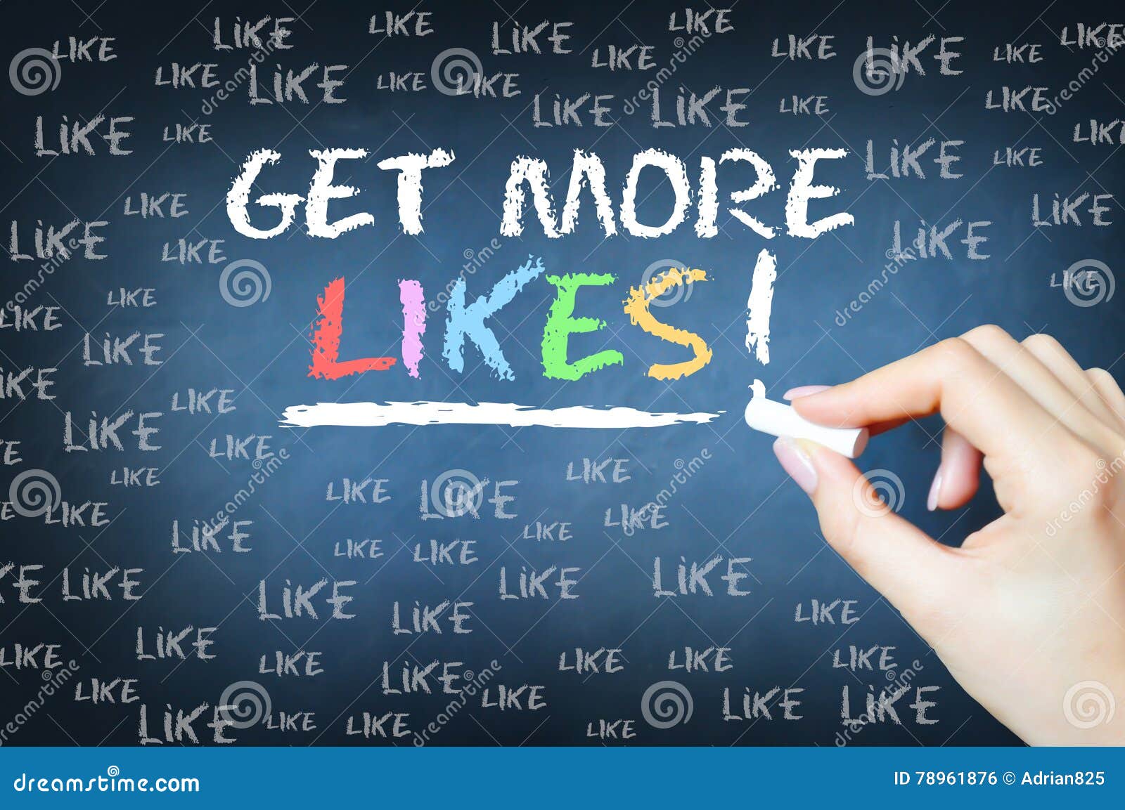 Get More Likes Text by Hand Writing with Chalk Stock Photo - Image of ...