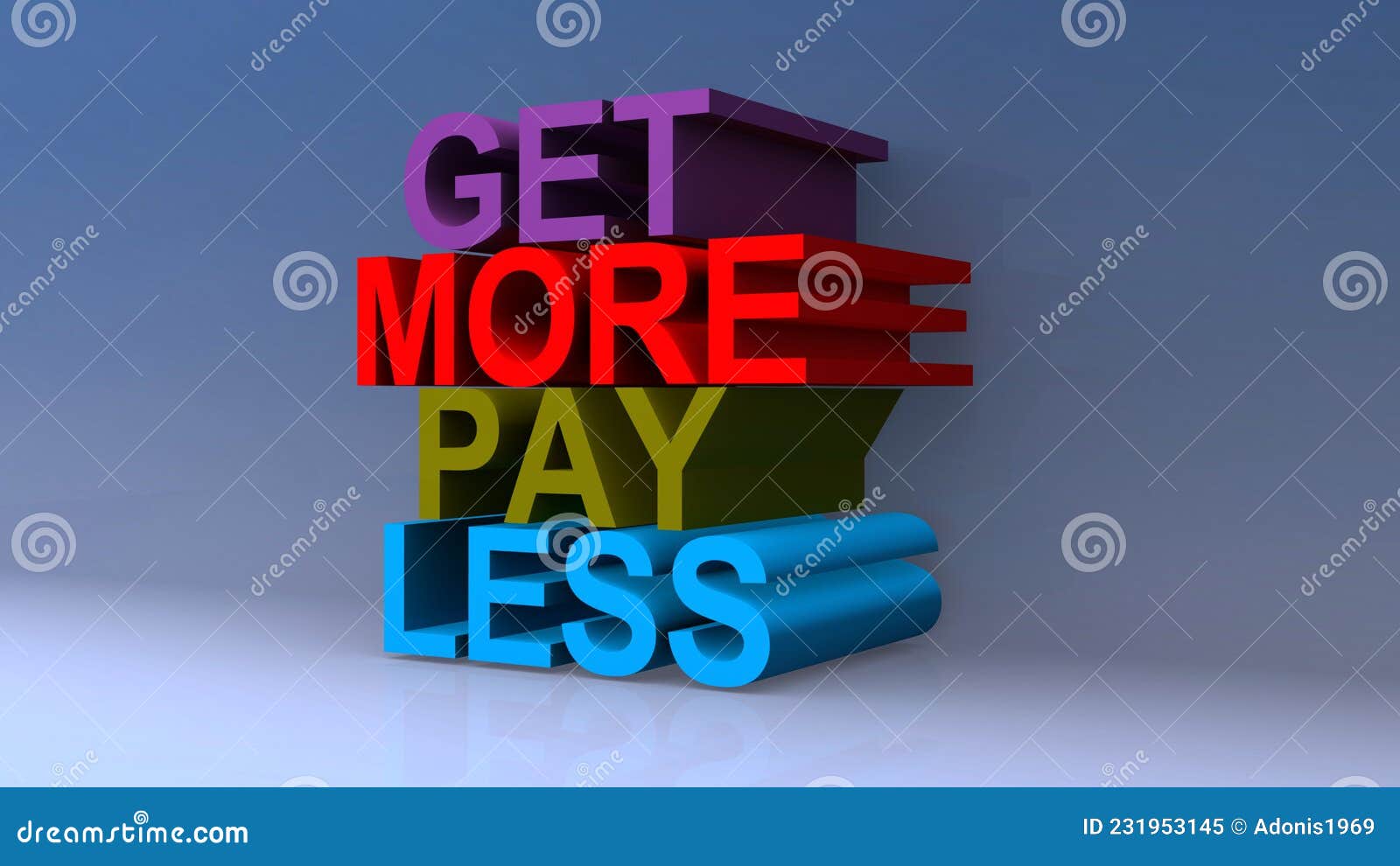 Get more pay less on blue stock image. Image of commerce - 231953145