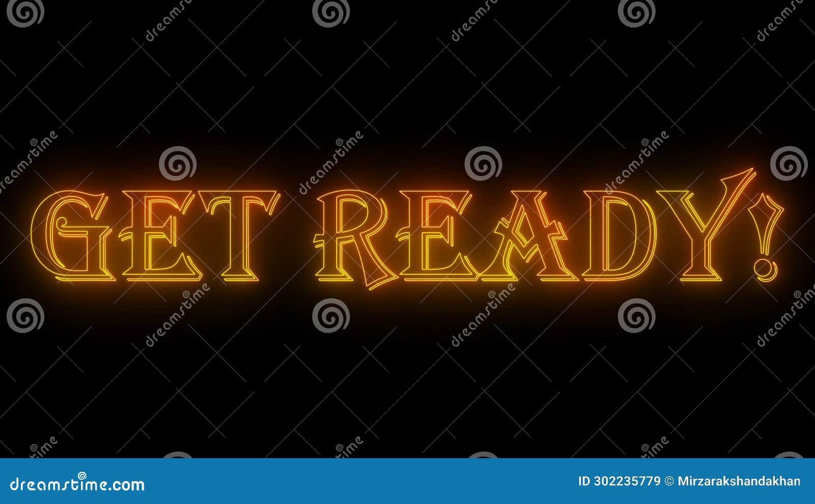 Get Ready! Neon Glowing Text Illustration. Neon-colored Get Ready! Text ...