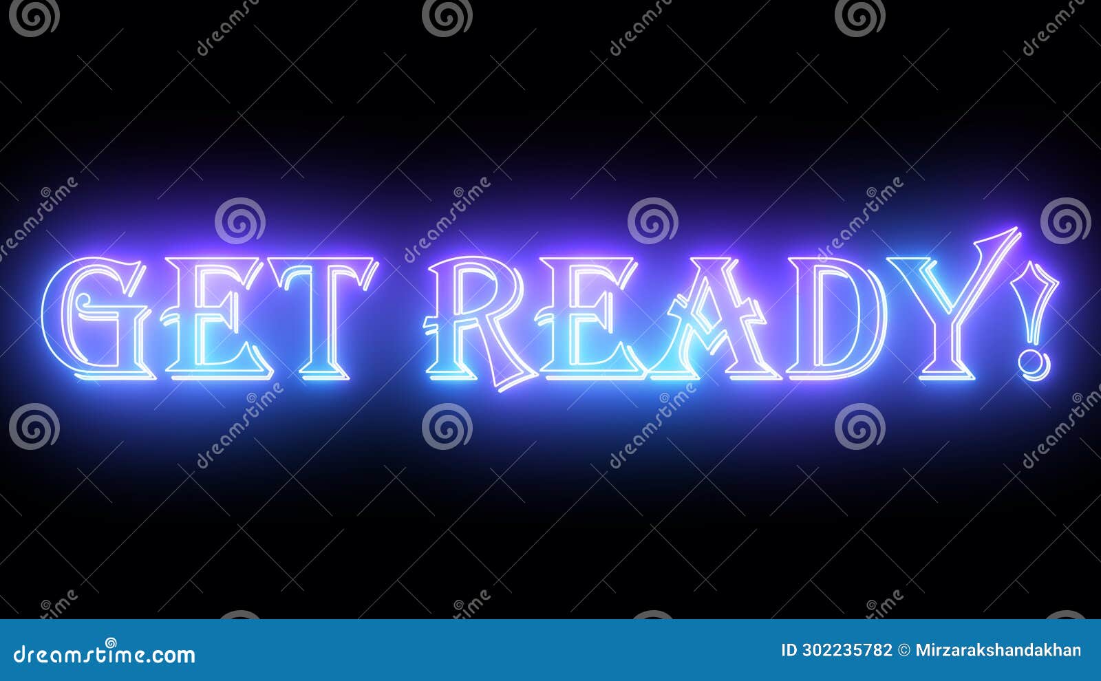 Get Ready! Neon Glowing Text Illustration. Neon-colored Get Ready! Text ...