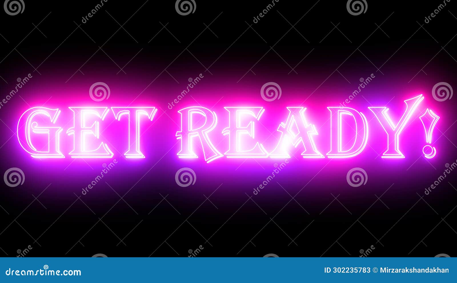 Get Ready! Neon Glowing Text Illustration. Neon-colored Get Ready! Text ...