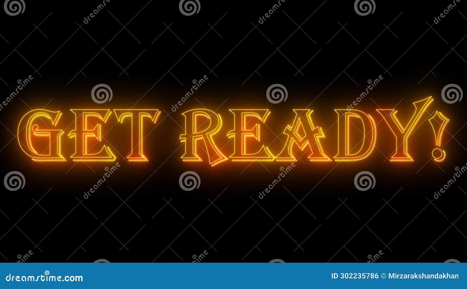 Get Ready! Neon Glowing Text Illustration. Neon-colored Get Ready! Text ...
