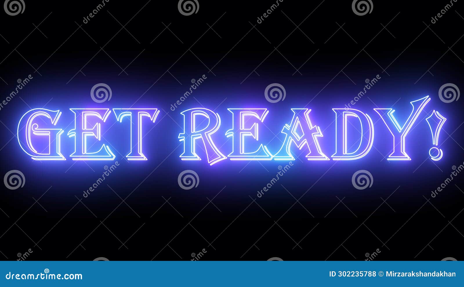 Get Ready! Neon Glowing Text Illustration. Neon-colored Get Ready! Text ...