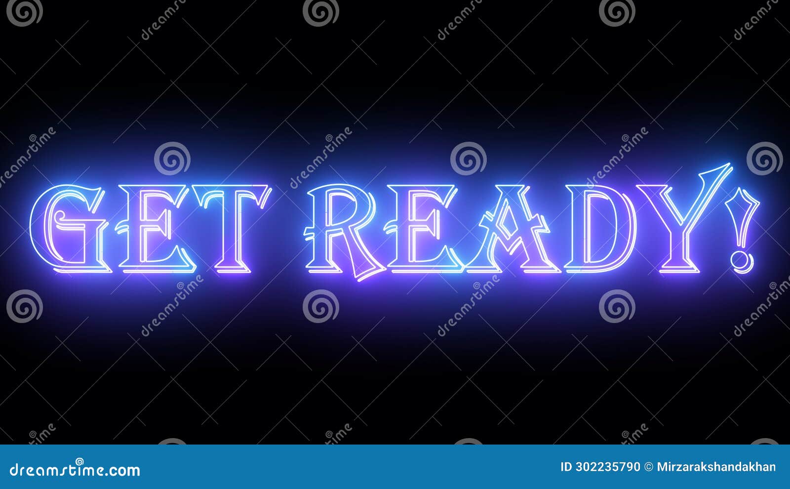 Get Ready! Neon Glowing Text Illustration. Neon-colored Get Ready! Text ...