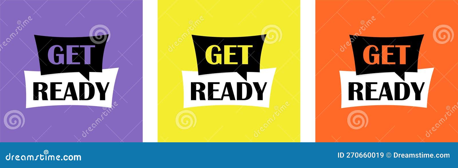 Get Ready Set of Posters. Three Colourfull Posters Stock Vector ...