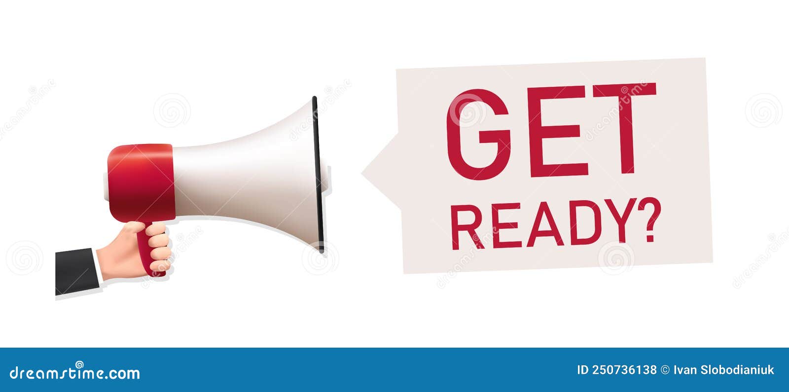 Get Ready Sign. Megaphone Banner. Advertising Sign with Megaphone Stock ...
