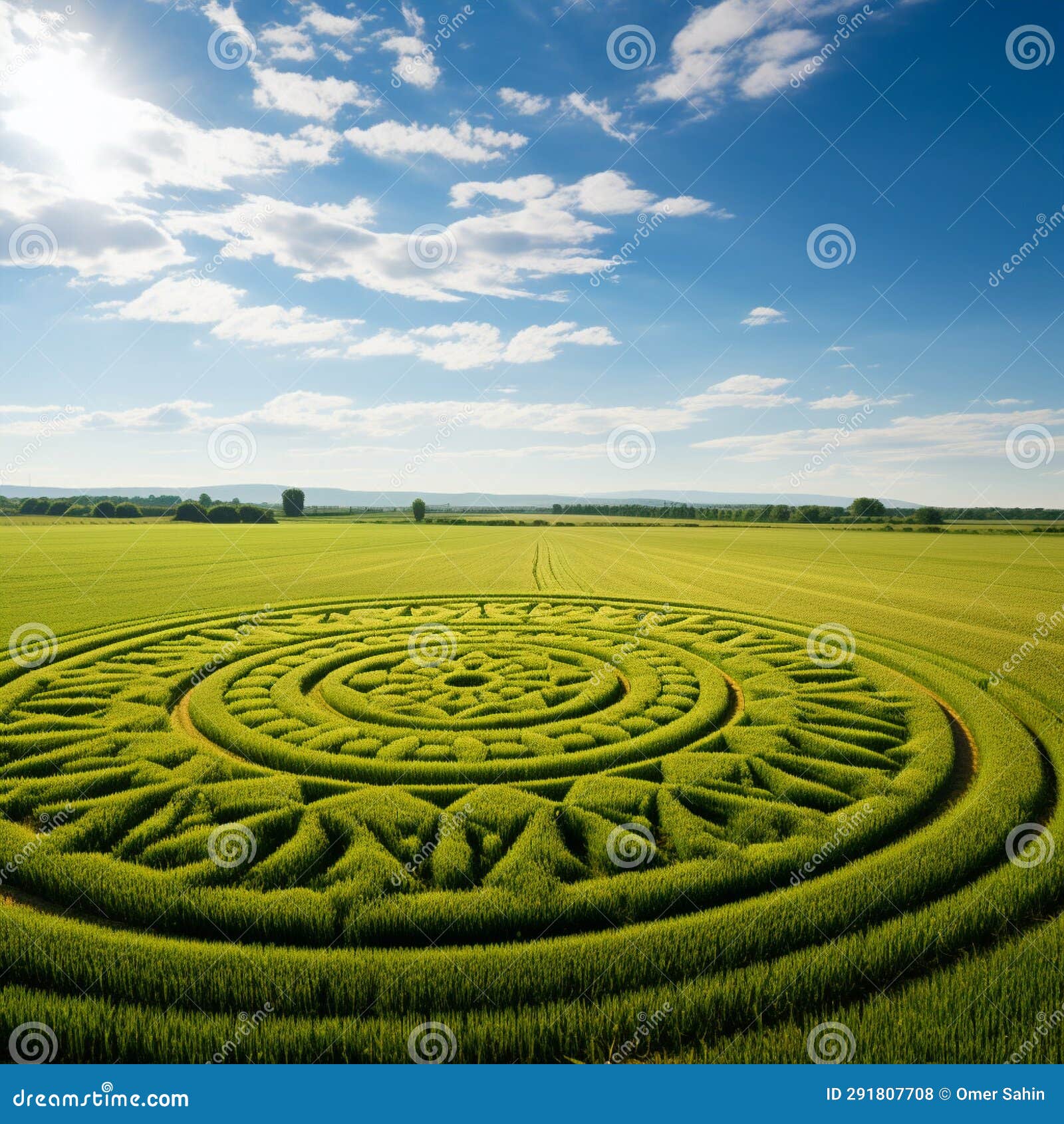 Mesmerizing Crop Circle in a Serene Countryside Setting Stock Photo ...